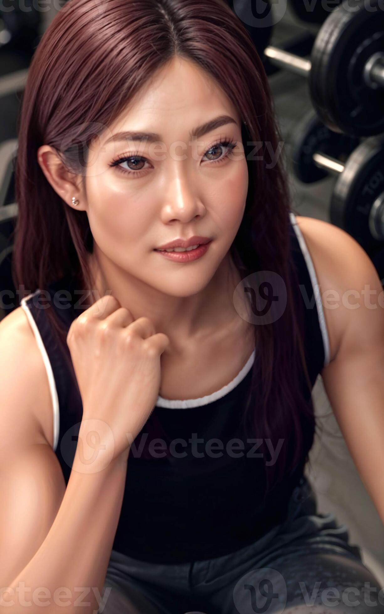beautiful healthy asian woman at the gym, 26301886 Stock Photo at Vecteezy