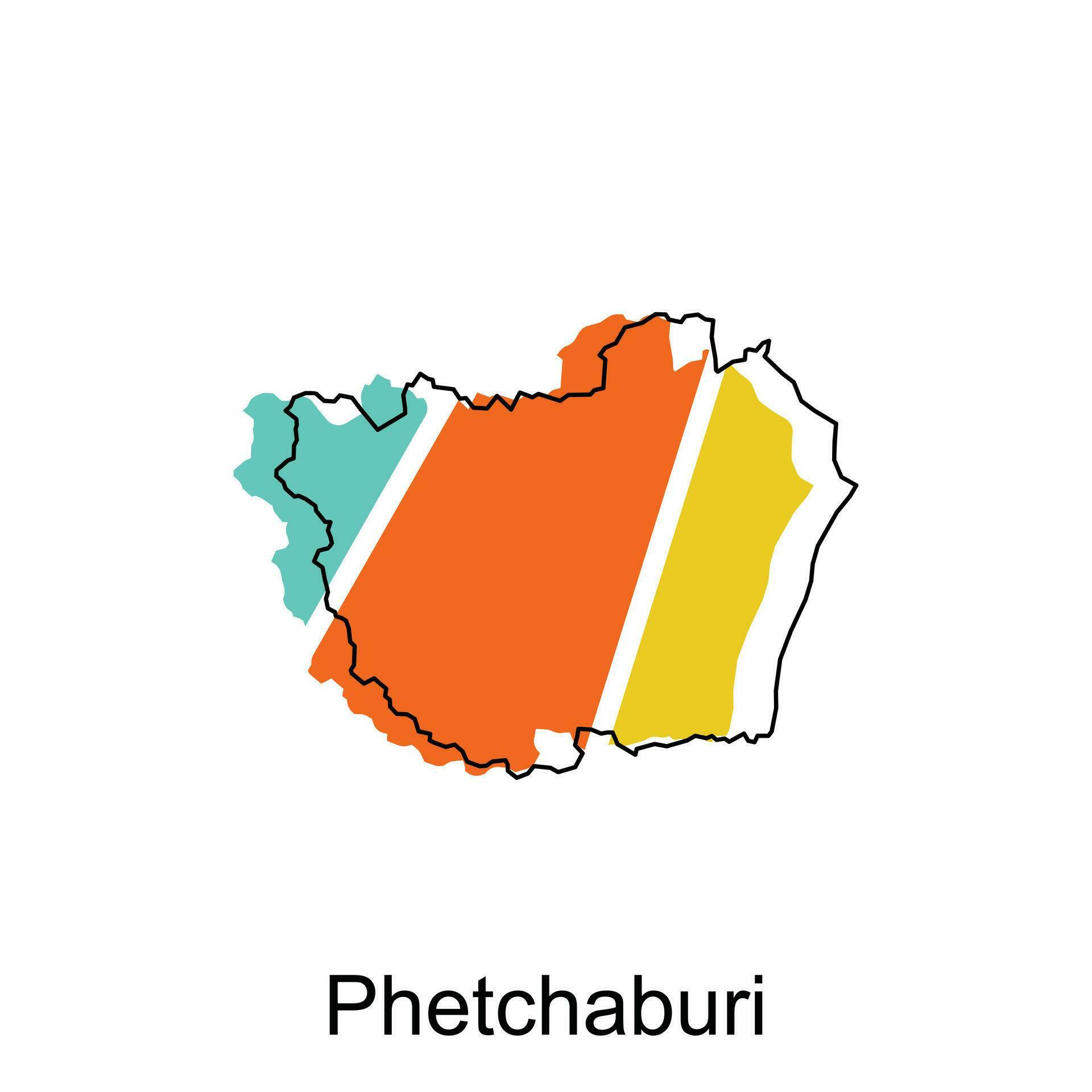 Map of Phetchaburi vector design template, national borders and important cities illustration ...