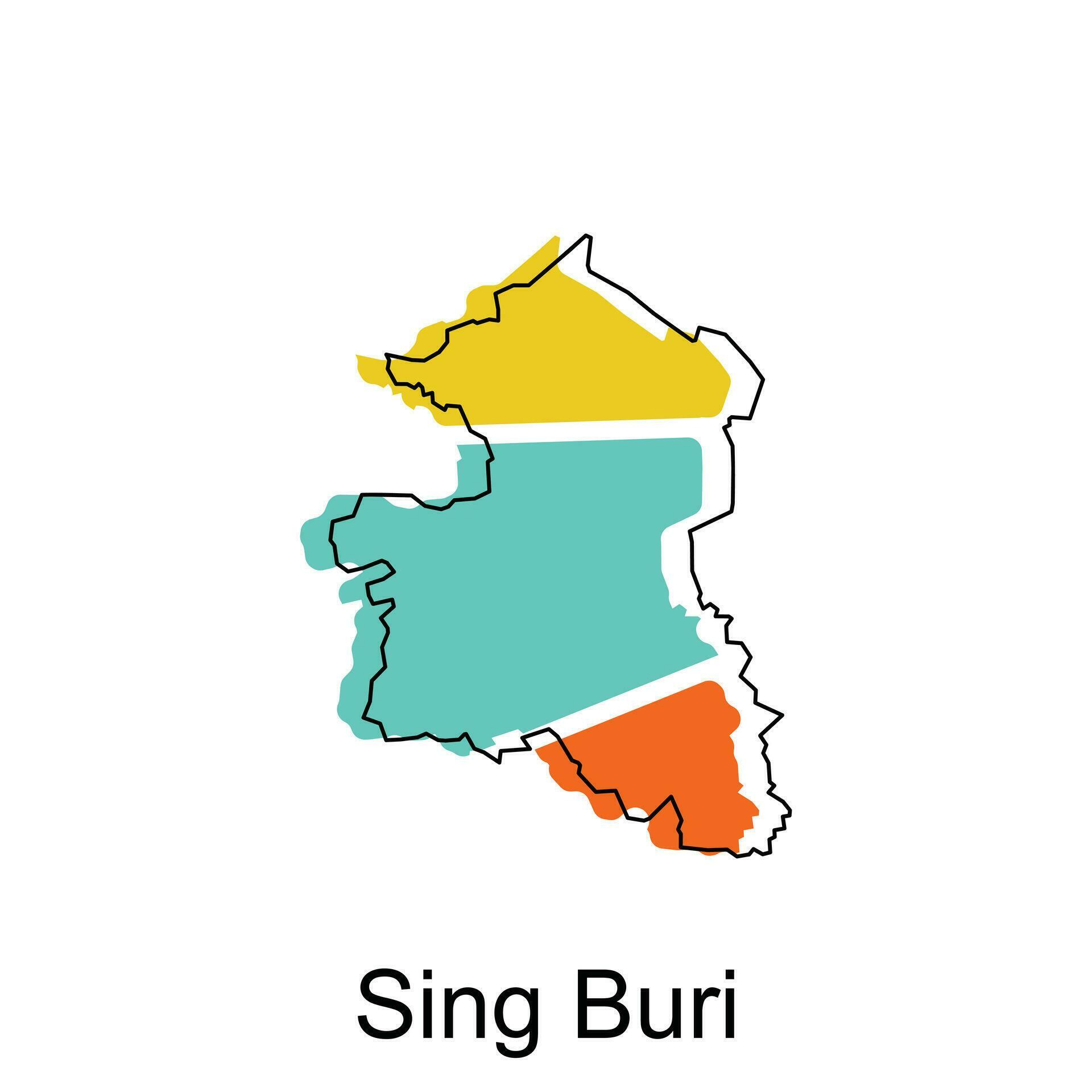 Sing Buri Map. vector map of Thailand design template with outline graphic sketch style isolated ...