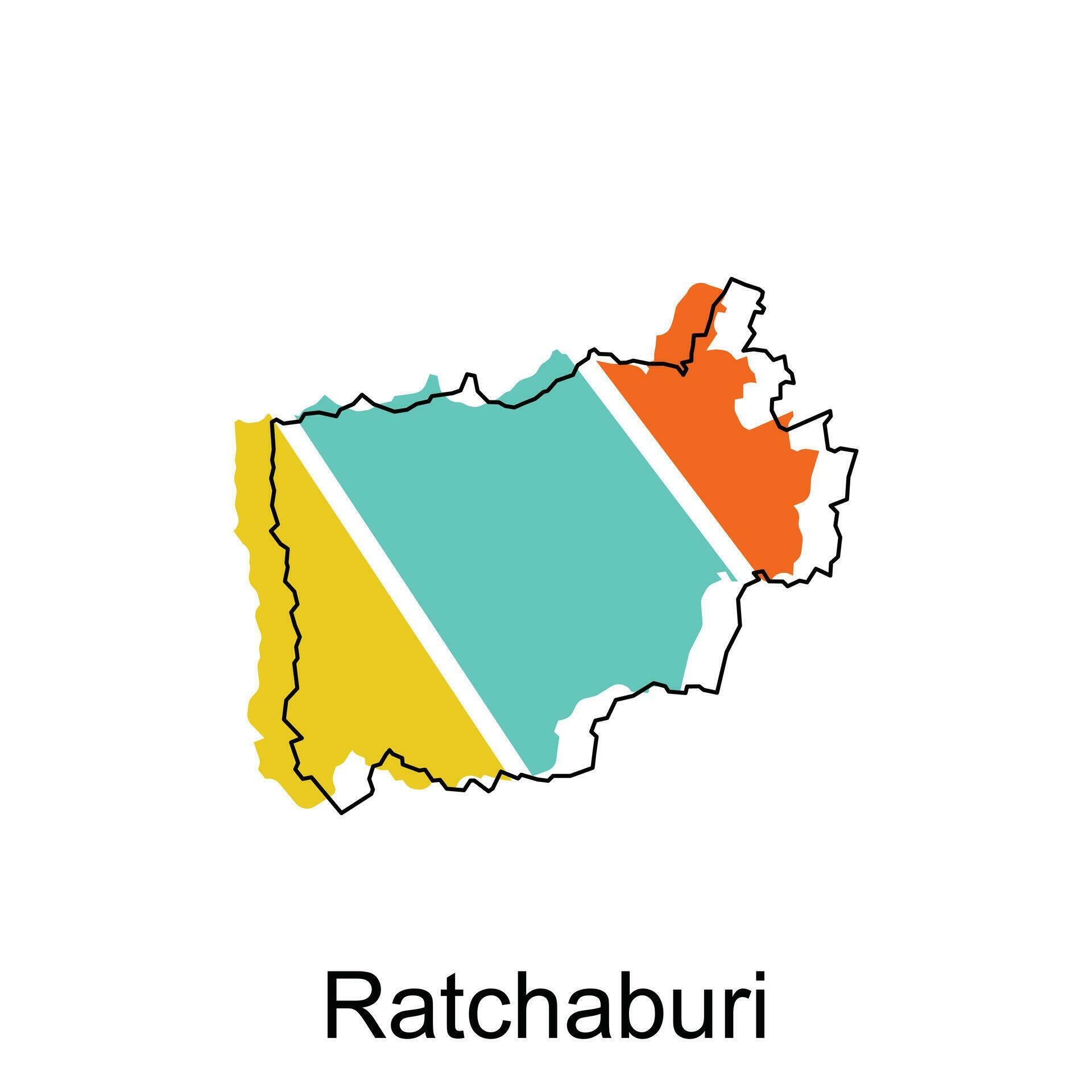 Map of Ratchaburi vector design template, national borders and important cities illustration ...