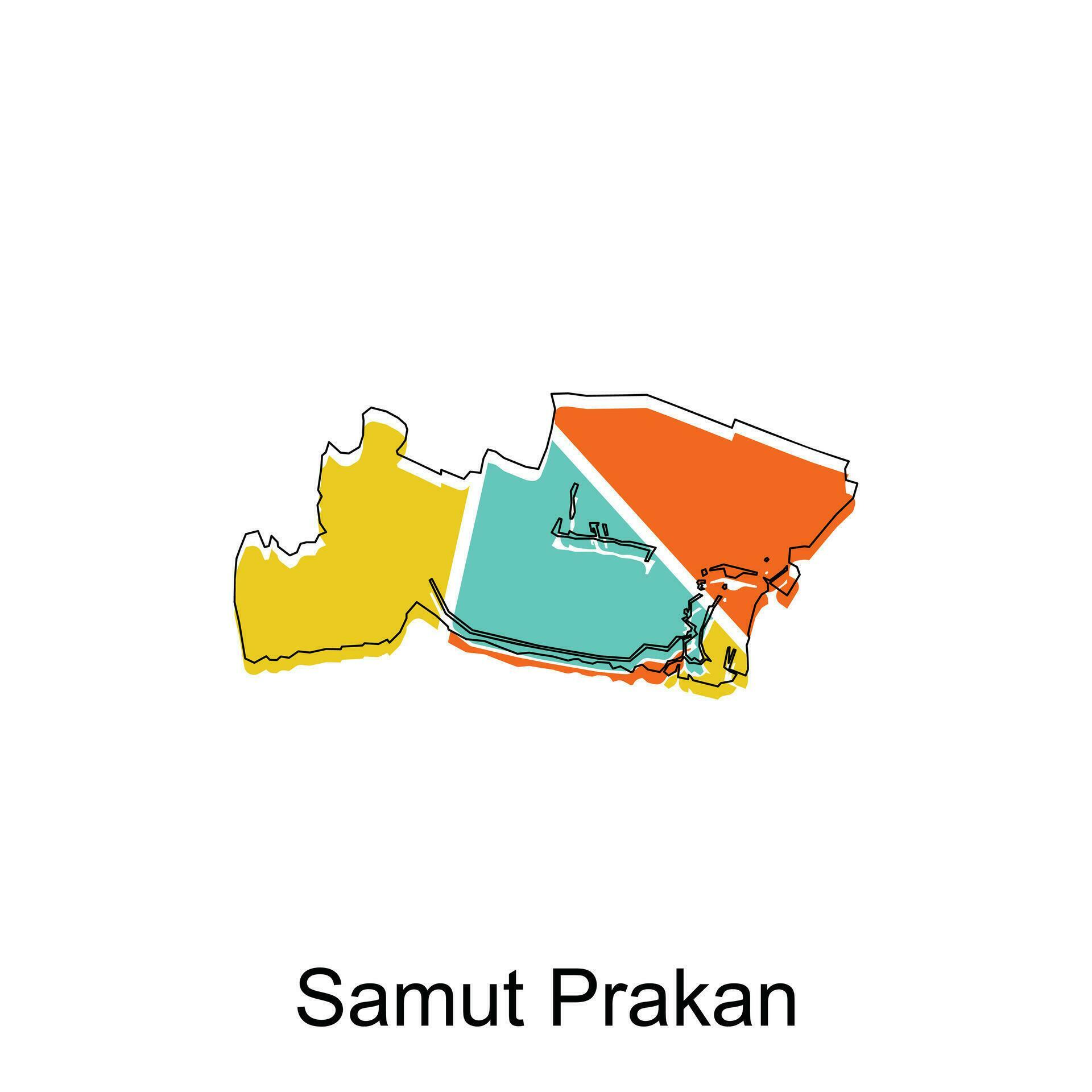 vector map of Samut Prakan modern outline, High detailed vector illustration vector Design ...