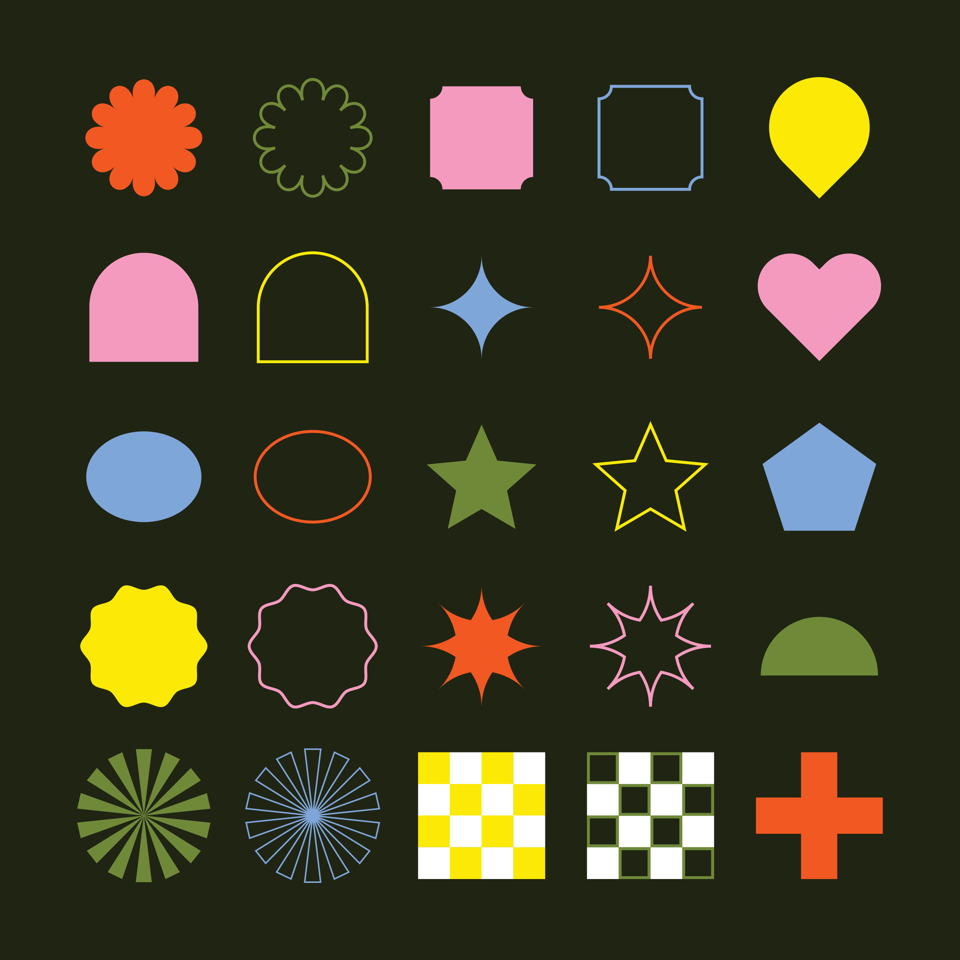 cute colorful flat design vector shape geometry element design ...