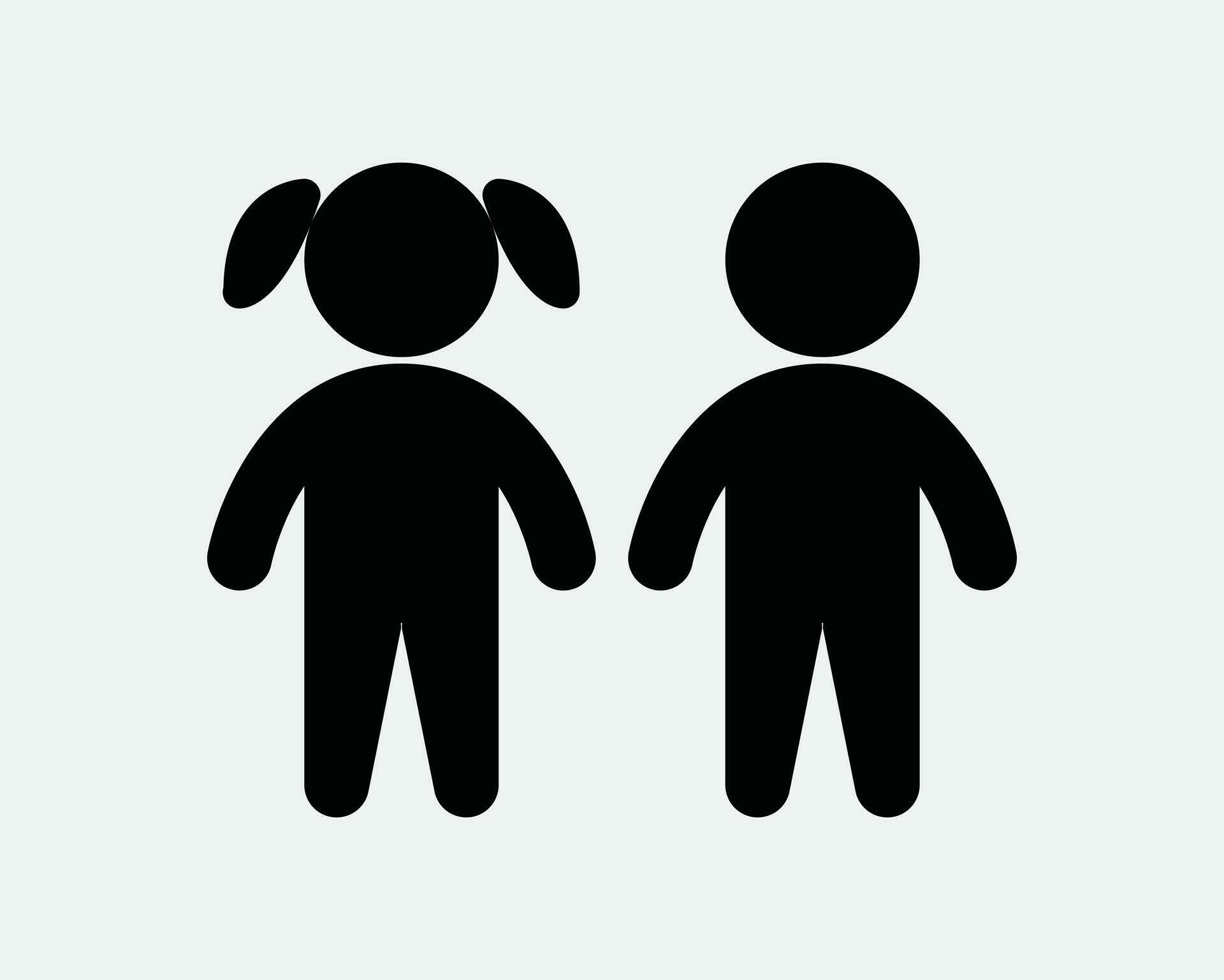Children Icon. Girl Boy Kid Kids Child Toddler Male Female Friends Siblings Son Daughter. Black ...