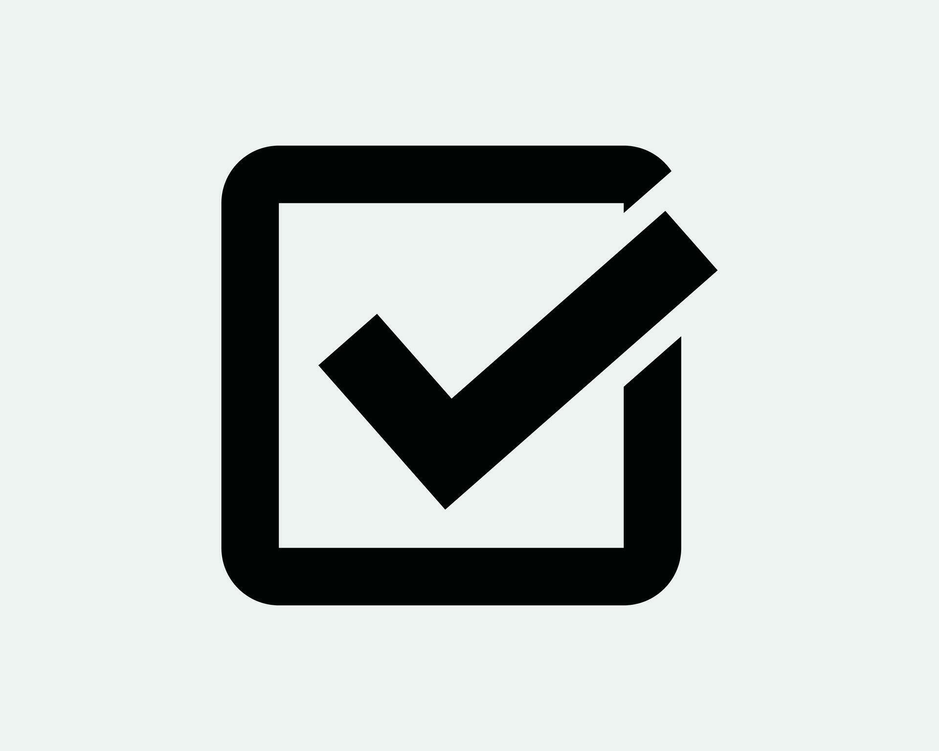 Checkbox Icon. Black Tick Mark Check Box Accept Checklist Approved Voting Poll Confirm Sign ...