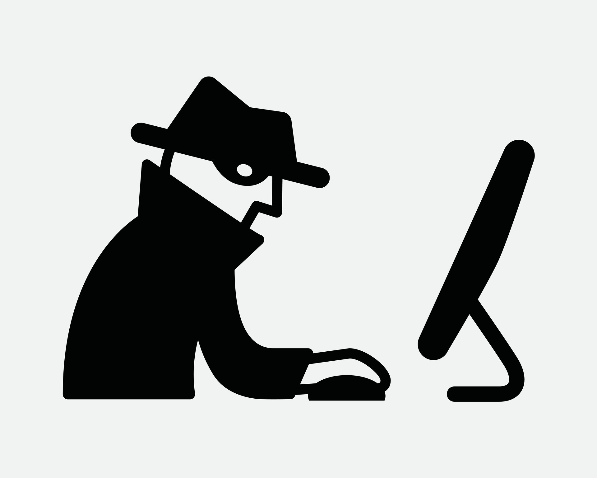 Hacker Icon Crime Criminal Hacking Hack Thief Web Cyber Security Spy Steal Black White Sign
