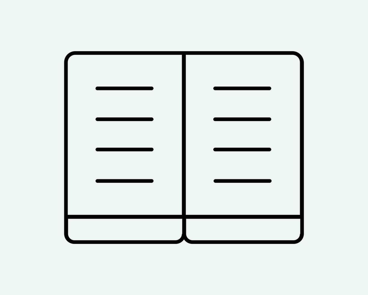 Open Book Flat Line Icon School Education Library Textbook Paper Novel Magazine Sign Symbol