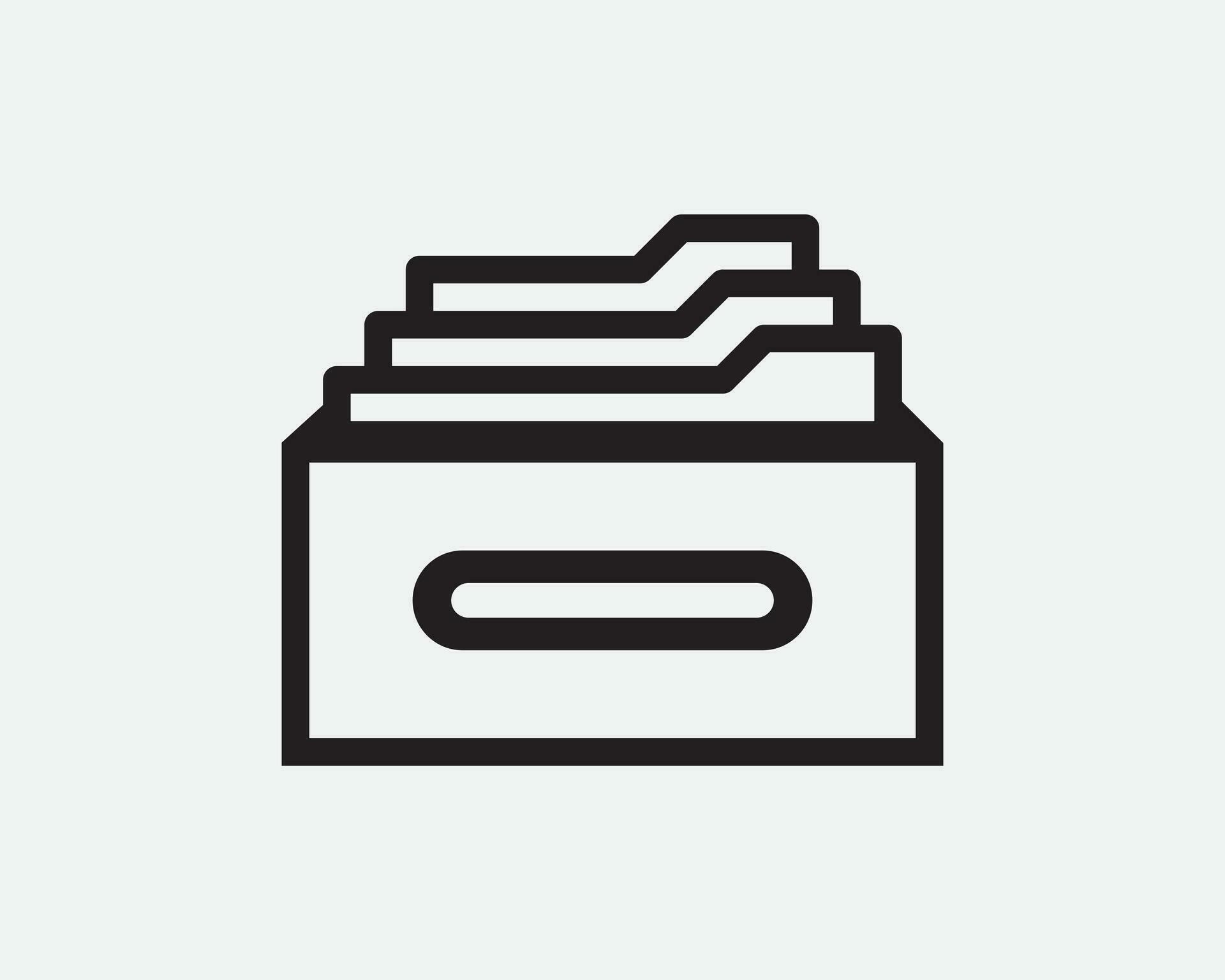 Document Folder Drawer Line Icon File Archive Paper Storage Cabinet