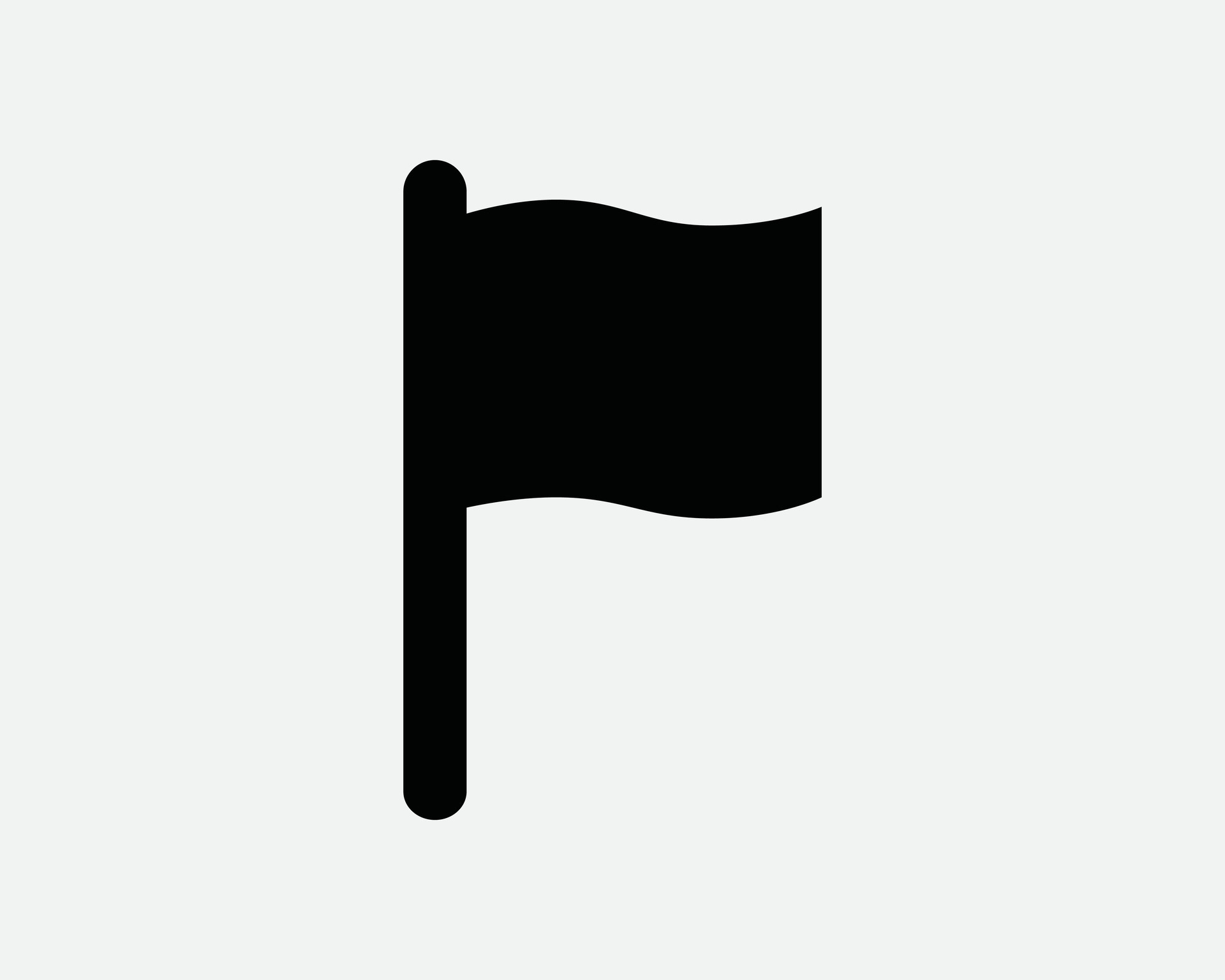 bandera en polo icono. bandera emblema marca rectangular forma ola ondulación aleteo negro icono ...