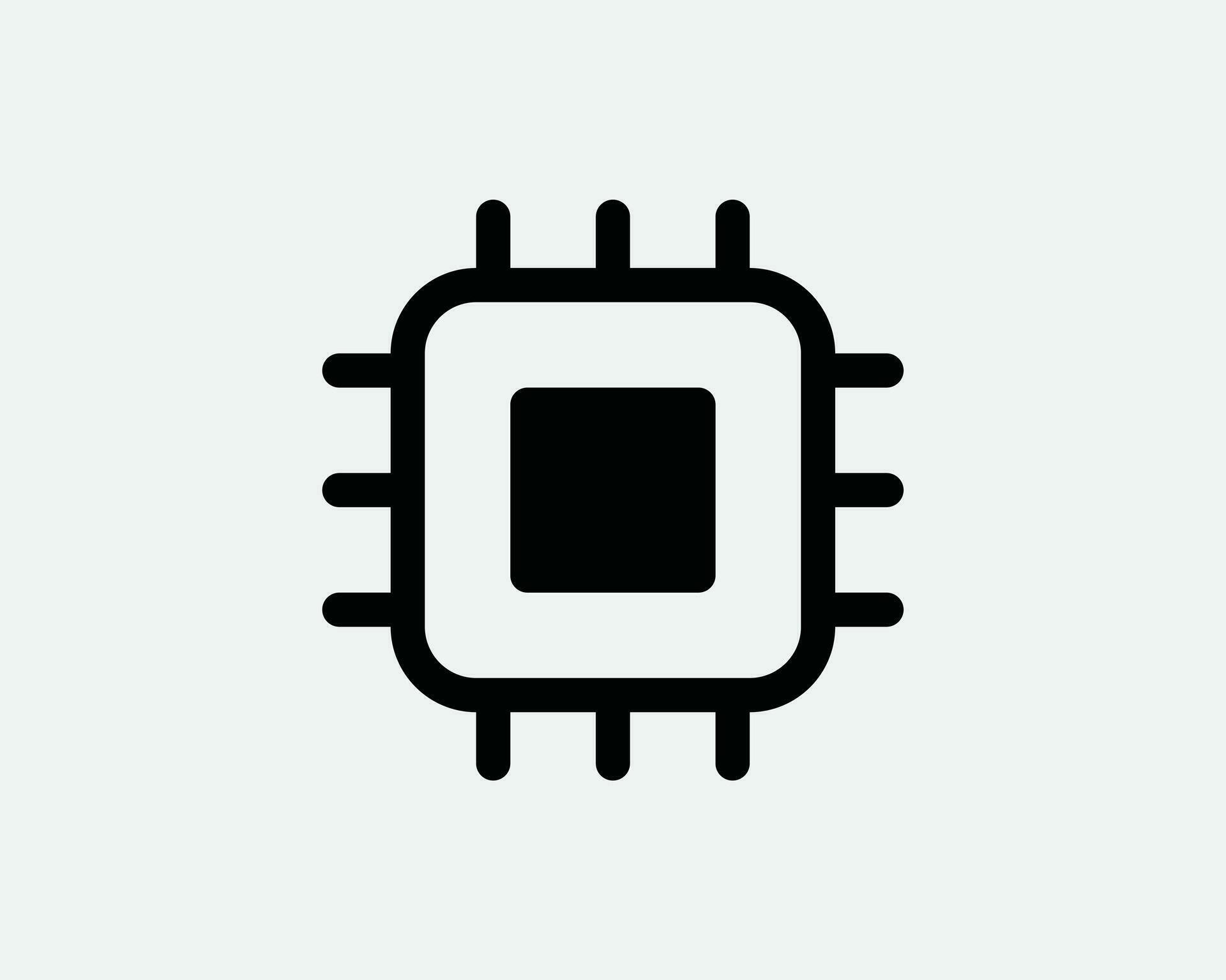 Computer Chip Icon. Artificial Intelligence Eletronic Processor Microchip Symbol. CPU Graphics ...