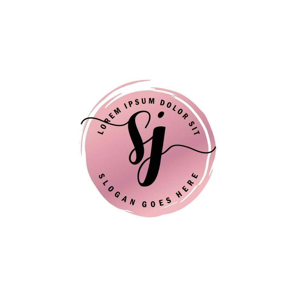SJ Initial Letter handwriting logo with circle brush template vector ... SJ Initial Letter handwriting logo with circle brush template vector ...