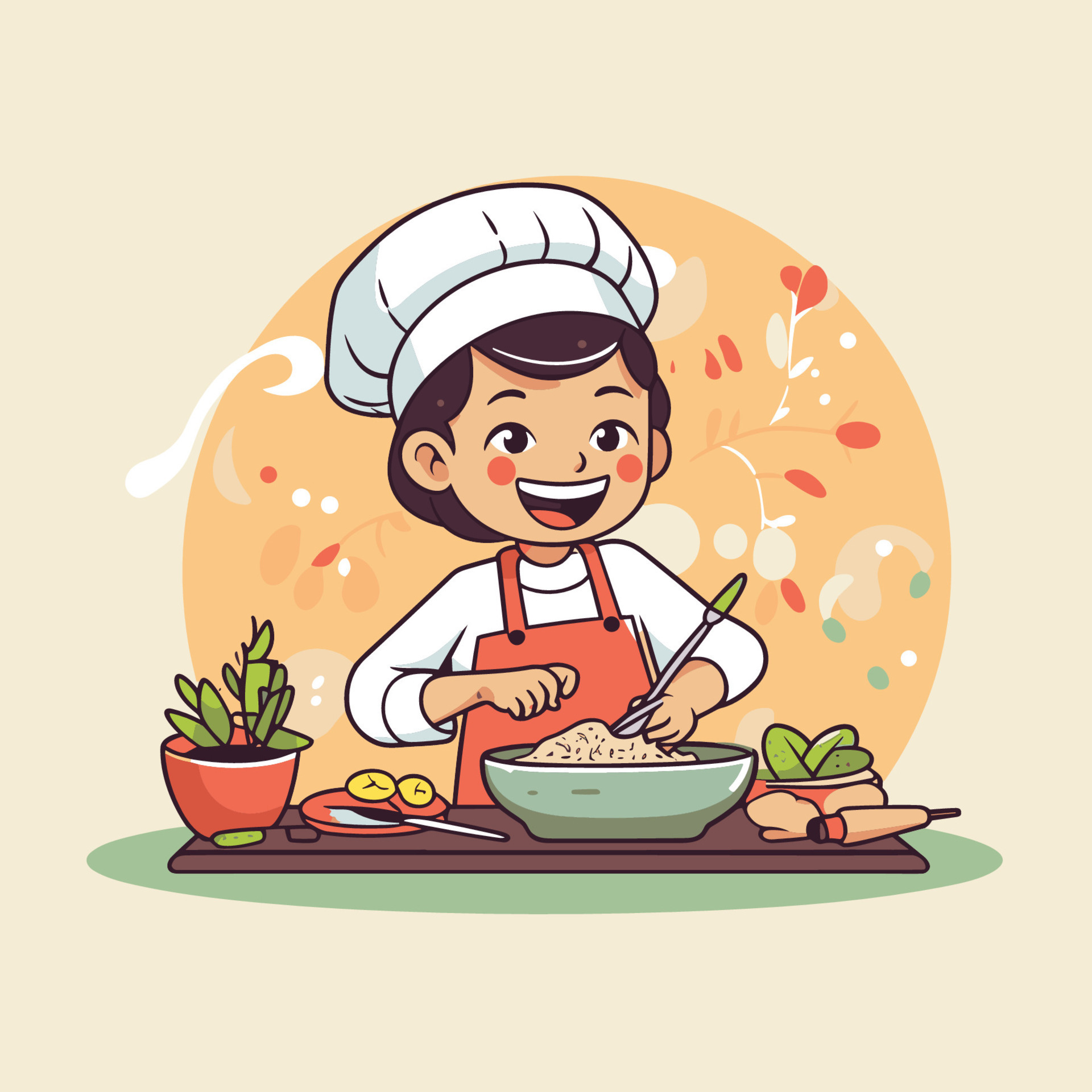 Vector Of A Woman Chef Preparing Food In A Restaurant Kitchen 26309704