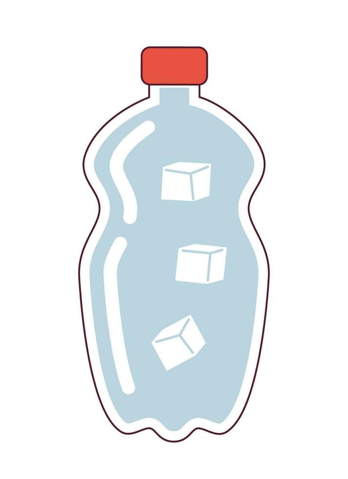 Agua Botella Con Hielo Cubitos Semi Plano Color Vector Objeto Mineral Agua Para Verano Refresco