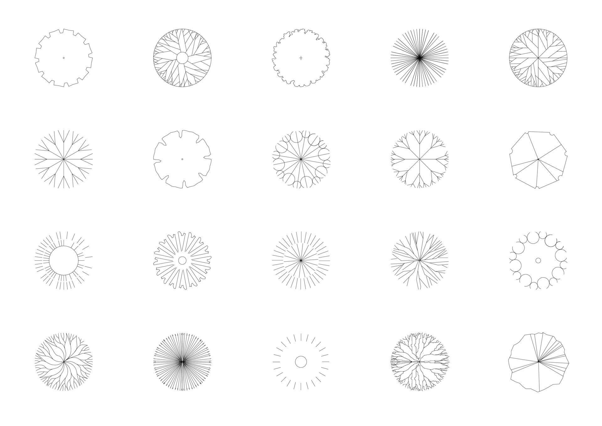 tree plan plant landscape architecture nature park garden collection vector. set tree outline ...