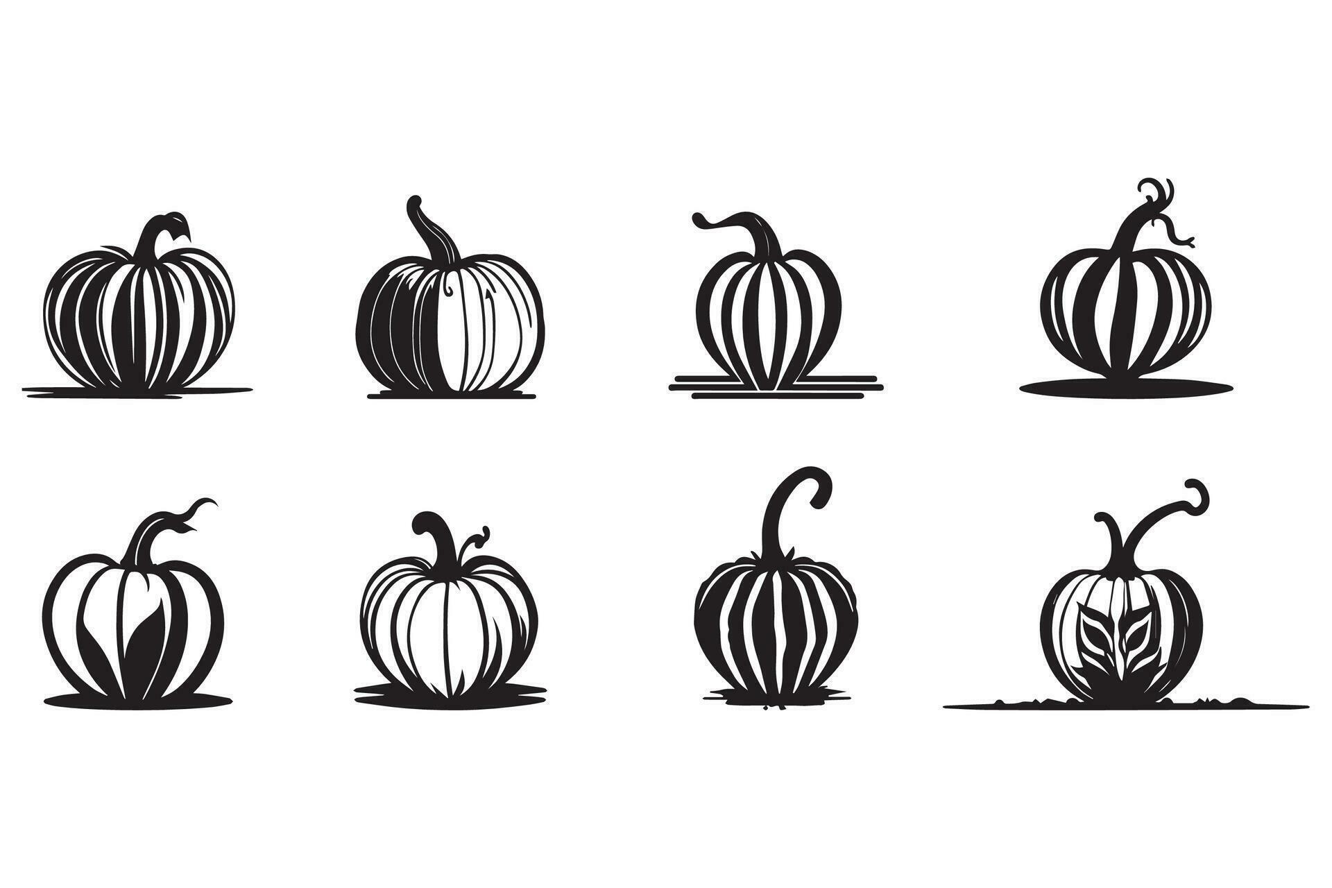 Set of Halloween Pumpkin silhouette Vector. 26317031 Vector Art at Vecteezy