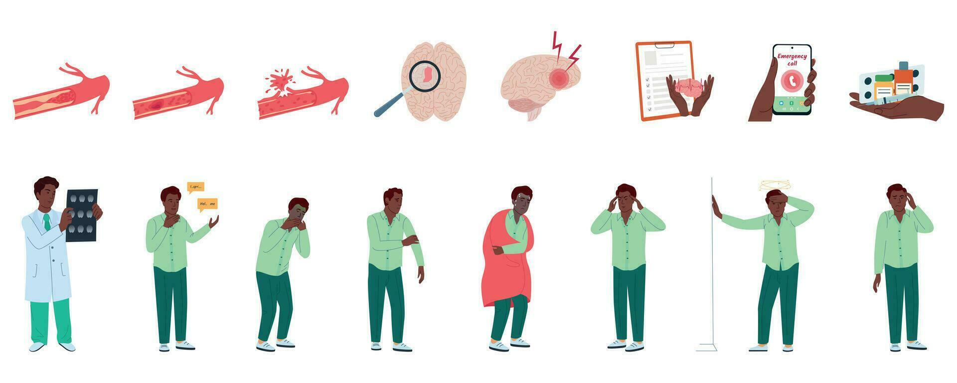 Stroke Symptoms Set 26321945 Vector Art At Vecteezy