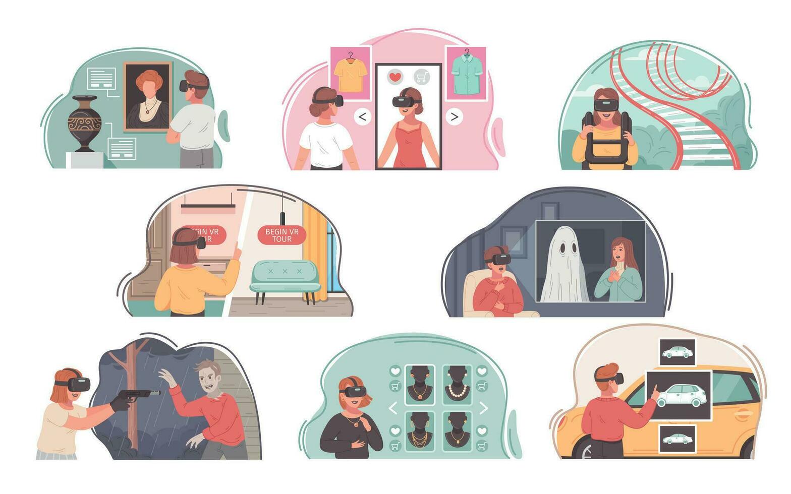 Virtual Reality Flat Set 26322135 Vector Art at Vecteezy Virtual Reality Flat Set 26322135 Vector Art at Vecteezy