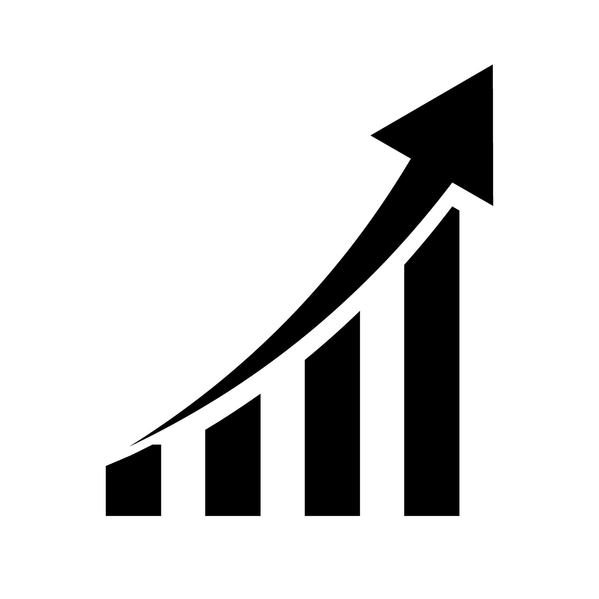 Rapidly growing bar graph silhouette icon. Changes in sales. Vector ... Rapidly growing bar graph silhouette icon. Changes in sales. Vector ...