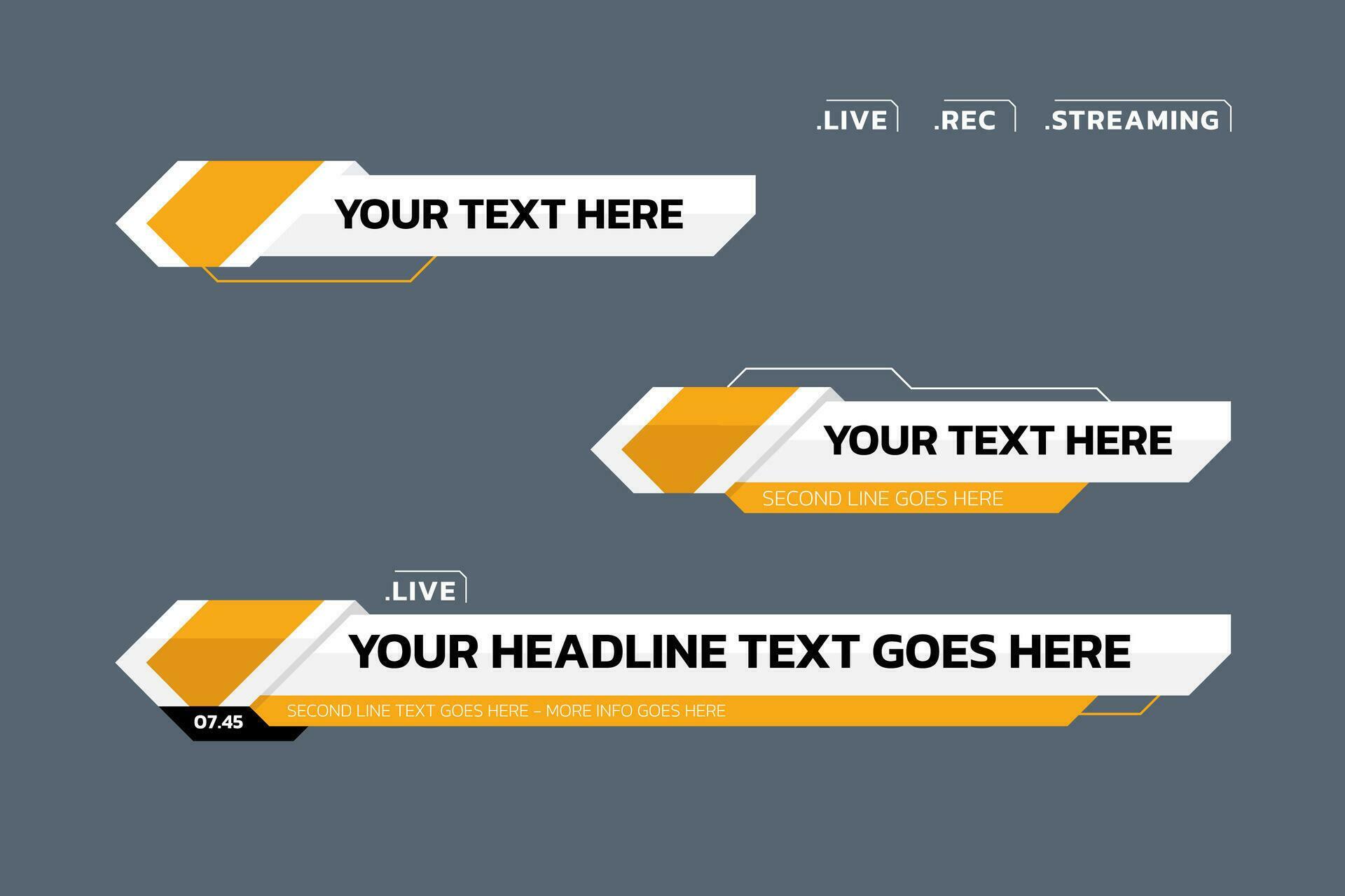 Lower third vector design with yellow shape overlay strip text video ...