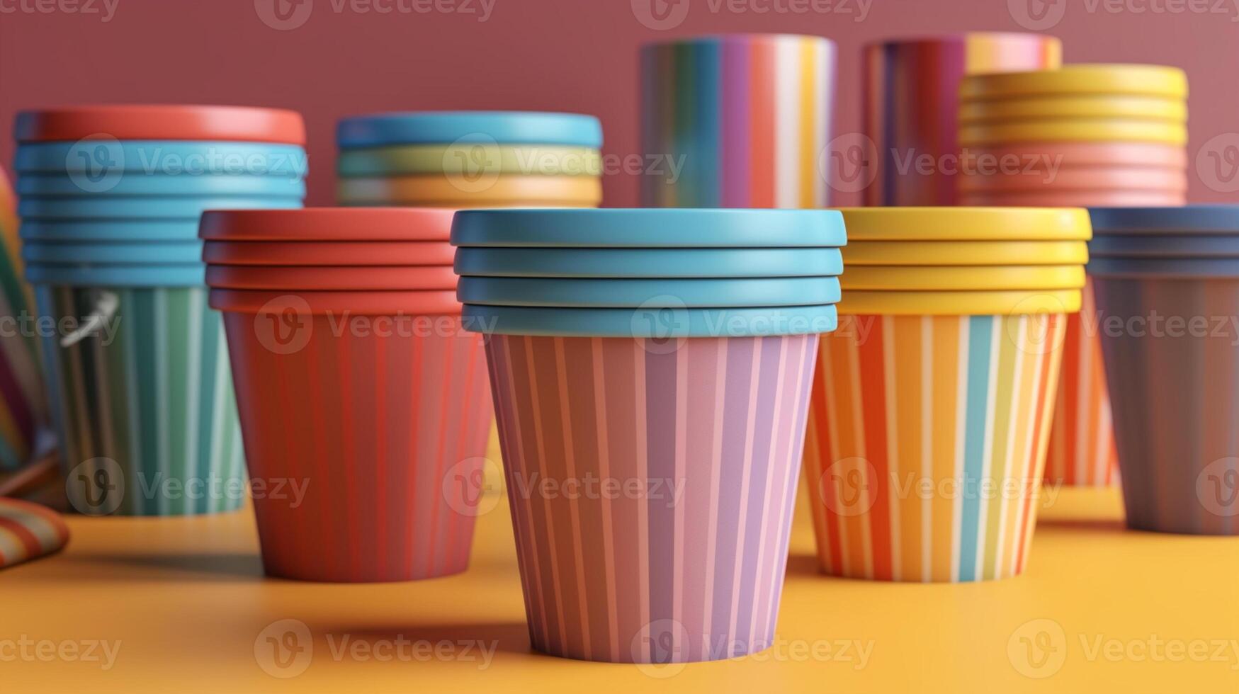Create A Fun And Playful Branding Look With This Empty Juice Cups Mockup In Multi Colored