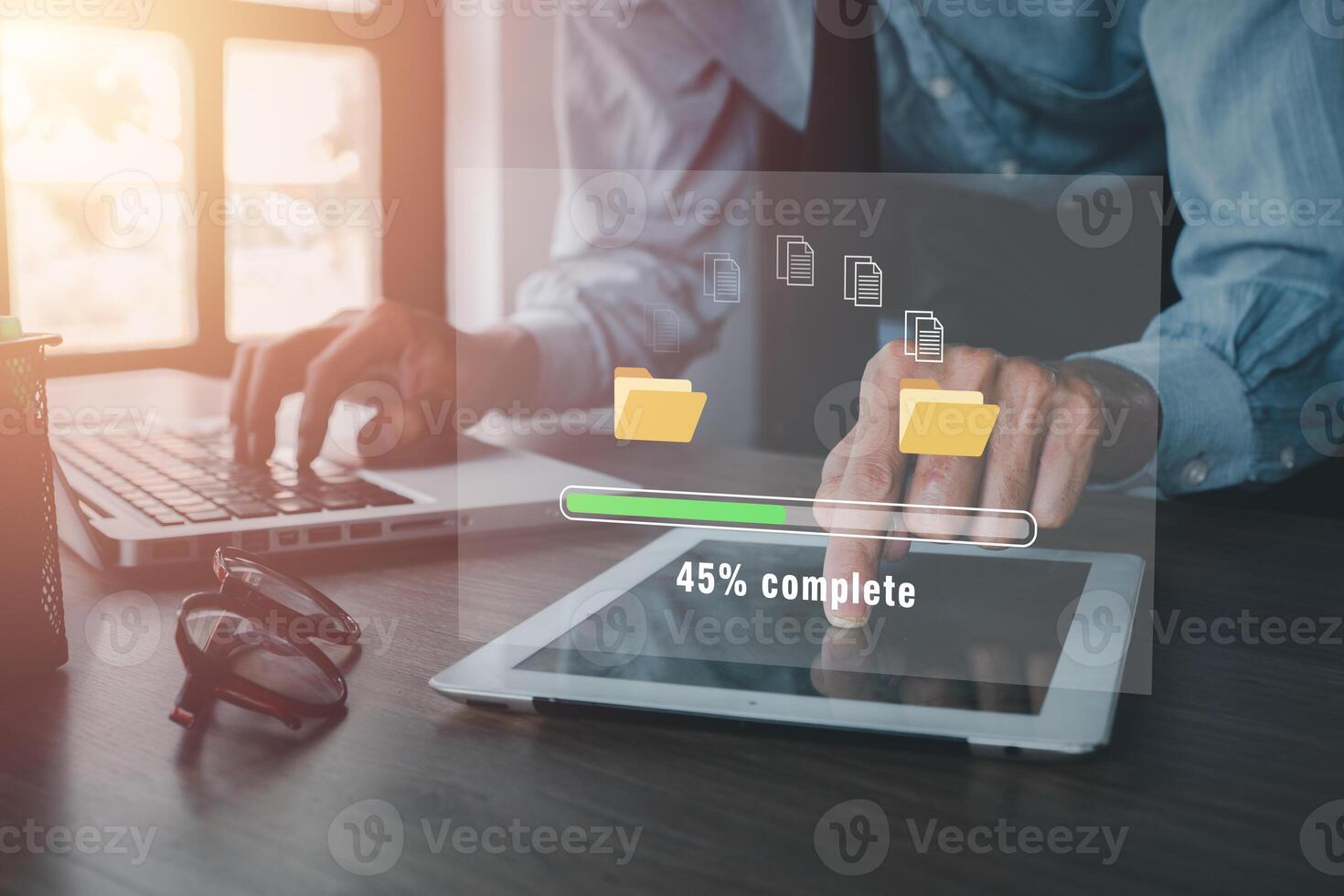 Transfer files data system relocation concept, Person hand using ... Transfer files data system relocation concept, Person hand using ...