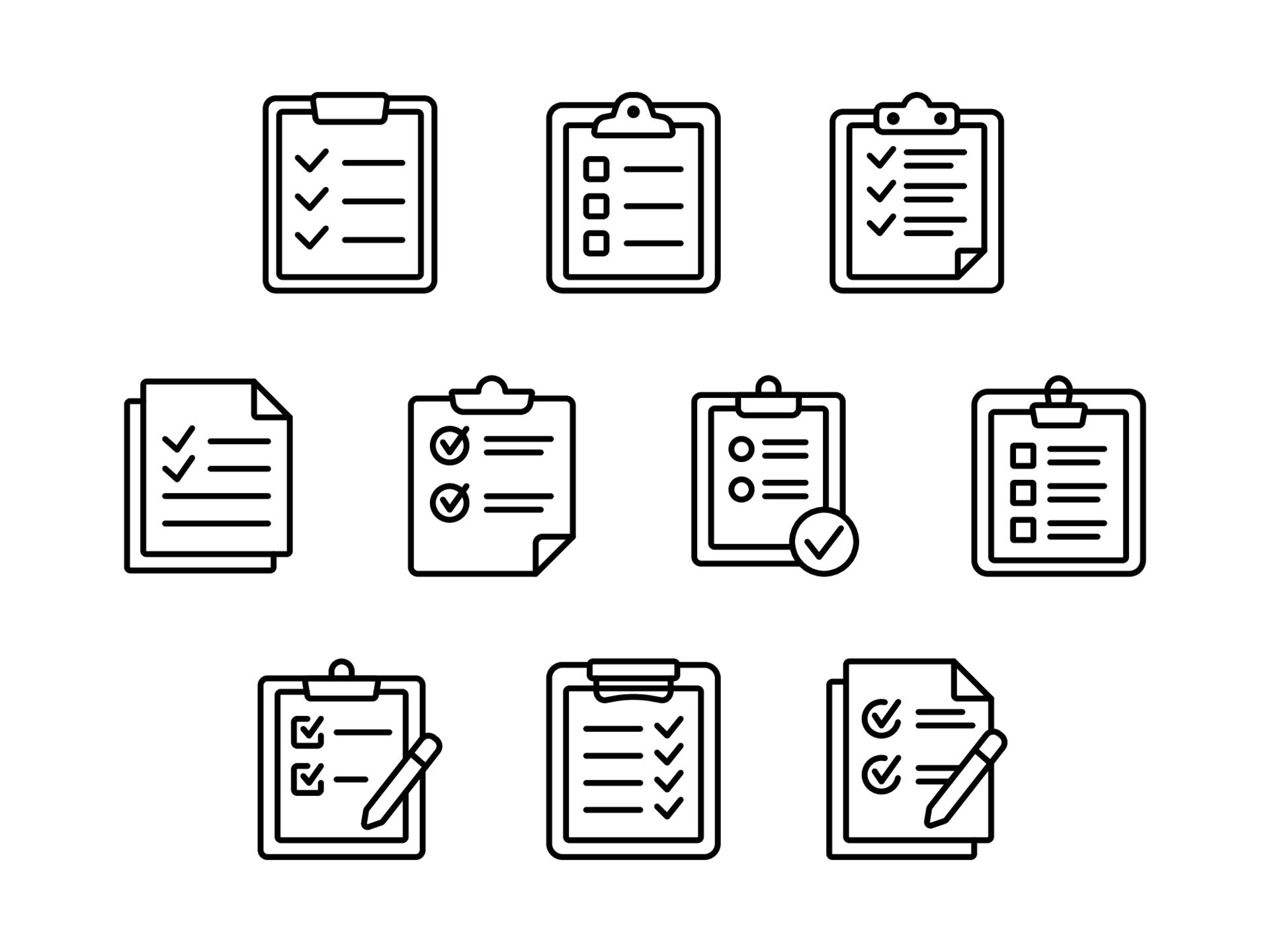 Document Checklist Line Icon Set 26333147 Vector Art at Vecteezy