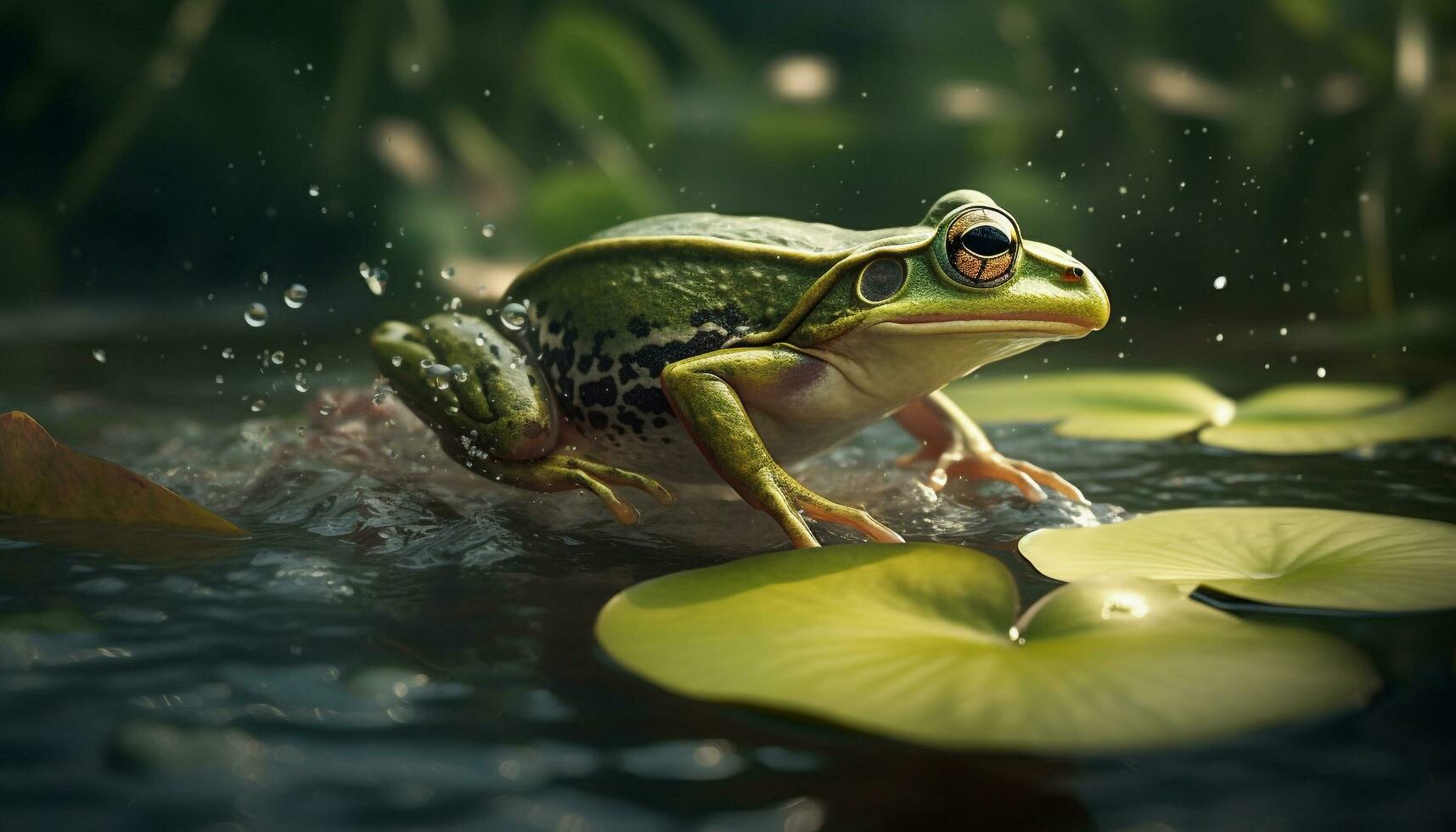 Slimy toad sitting in wet pond water generated by AI 26350190 Stock ... Slimy toad sitting in wet pond water generated by AI 26350190 Stock ...