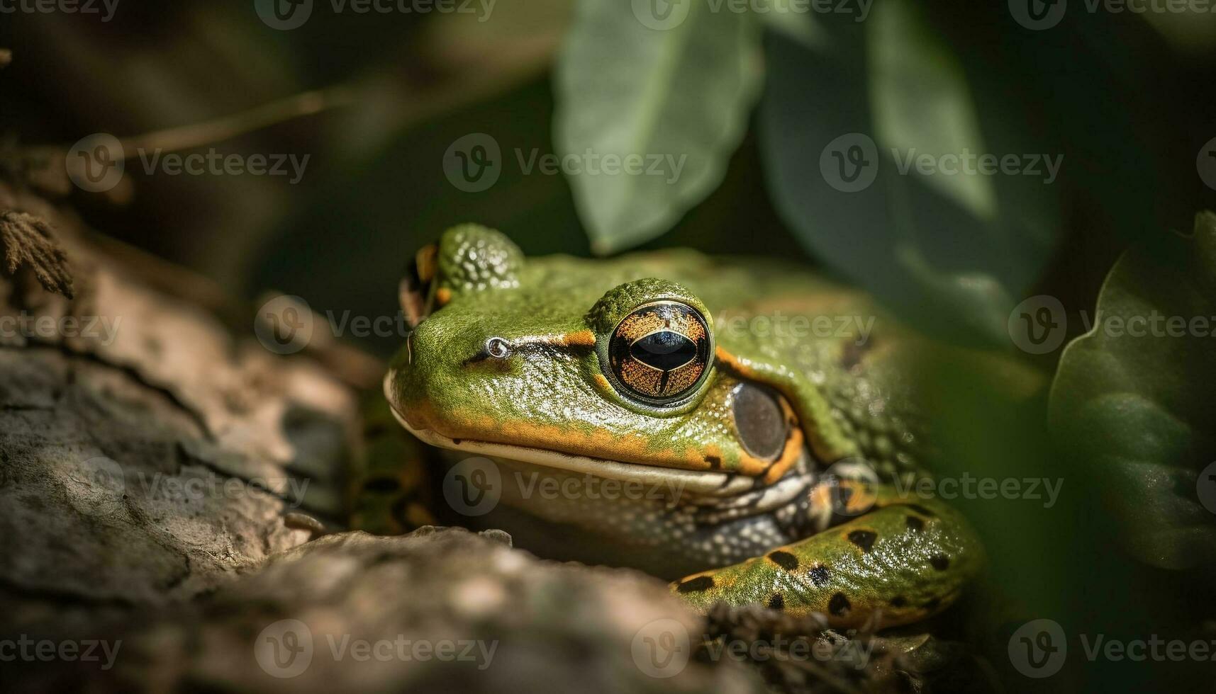 Slimy toad sitting on wet leaf, looking generated by AI 26350382 Stock ... Slimy toad sitting on wet leaf, looking generated by AI 26350382 Stock ...