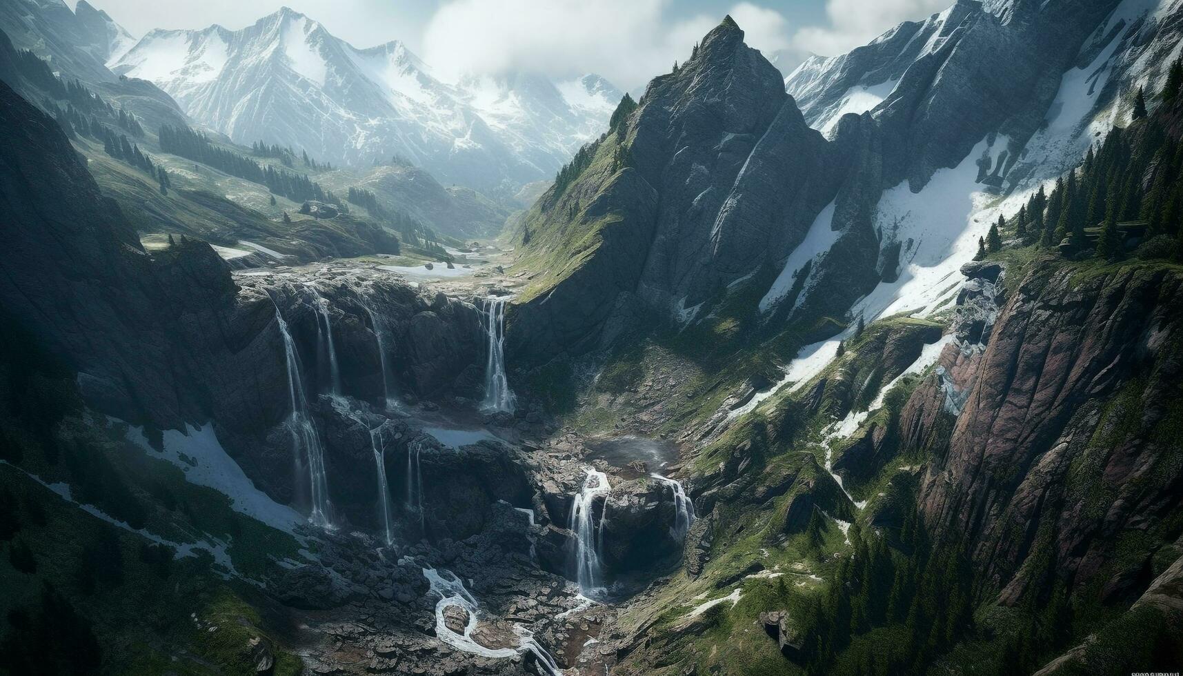 Majestic mountain range, panoramic beauty in nature generated by AI ...