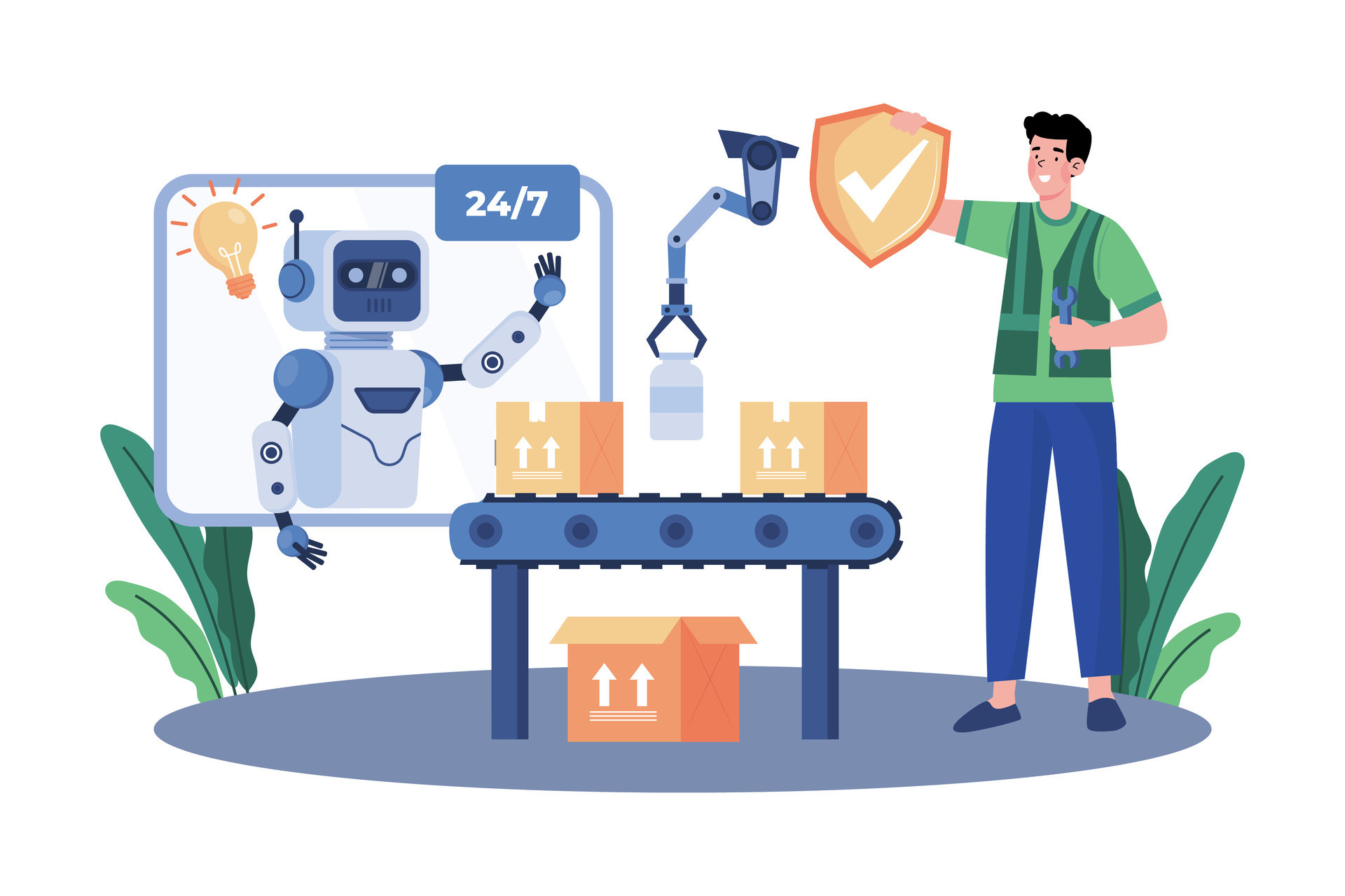 AI improves efficiency in various industries. 26357098 Vector Art at ...