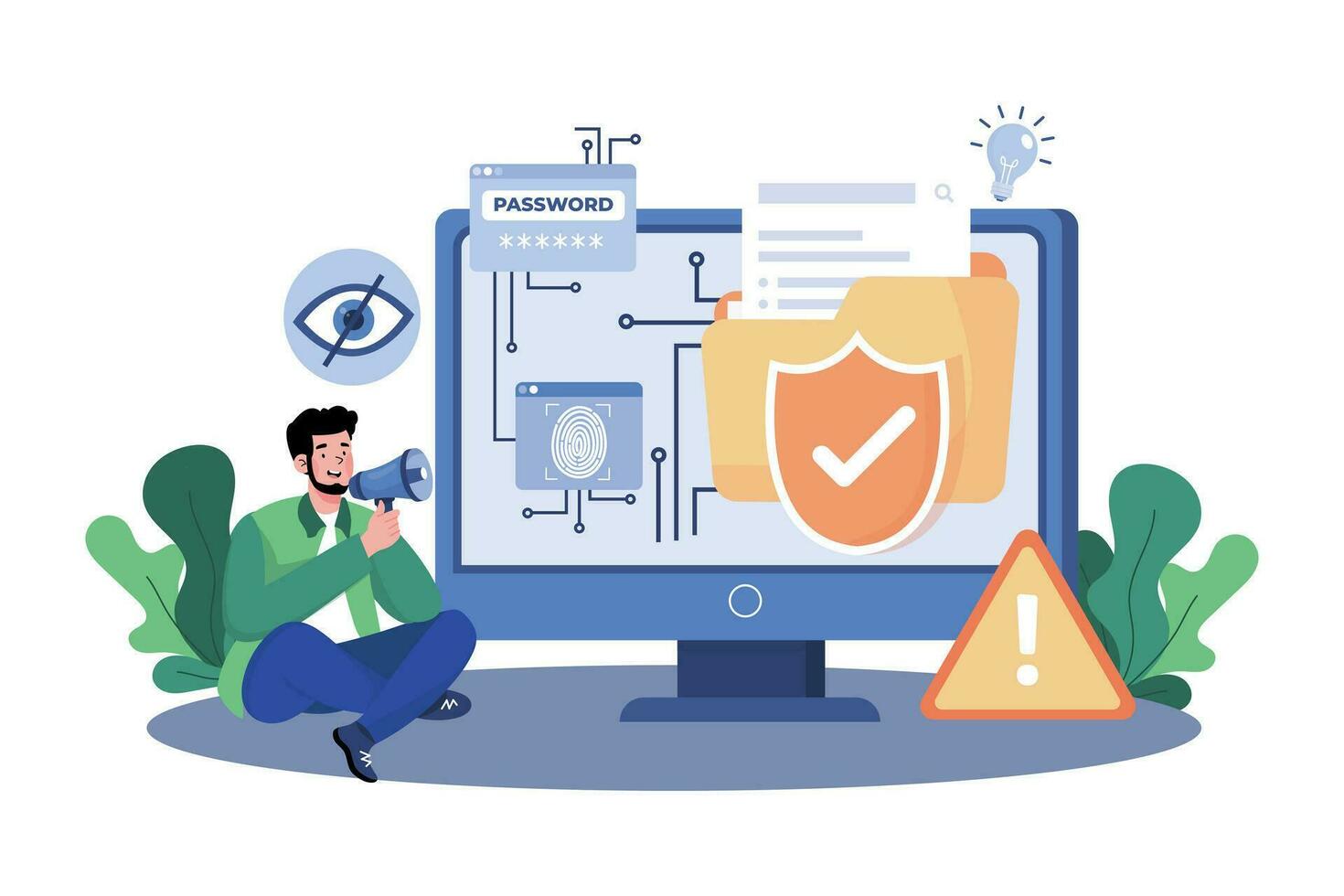 AI detects patterns and anomalies in cybersecurity. 26357108 Vector Art ...