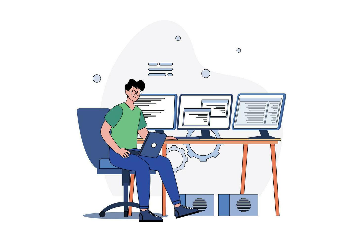 Man Coder Development Programming Computer 26357142 Vector Art At Vecteezy