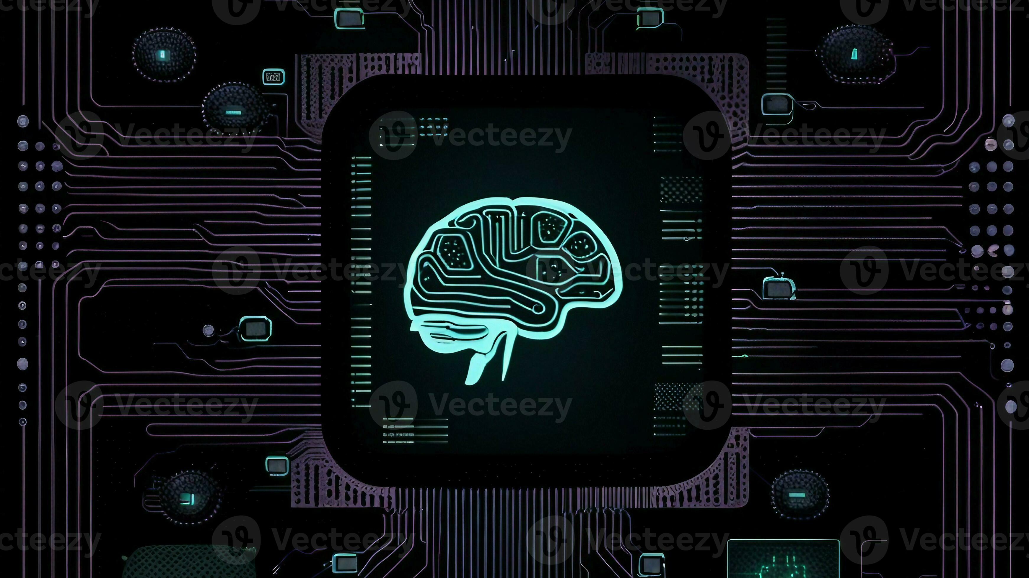 artificial intelligence technology processor computer illustration ...