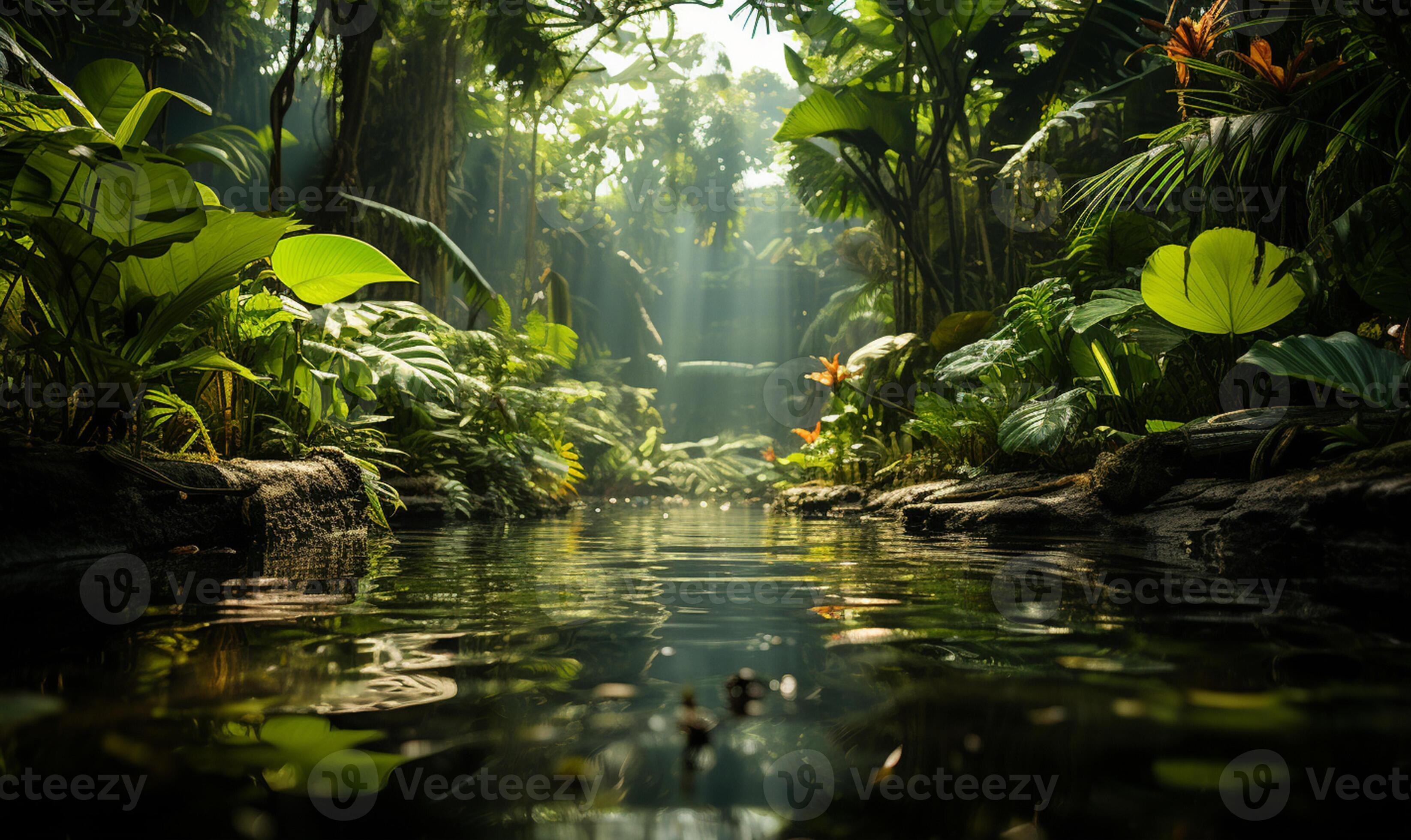 beautiful tropical garden abundant with lush vegetation. AI Generated ...