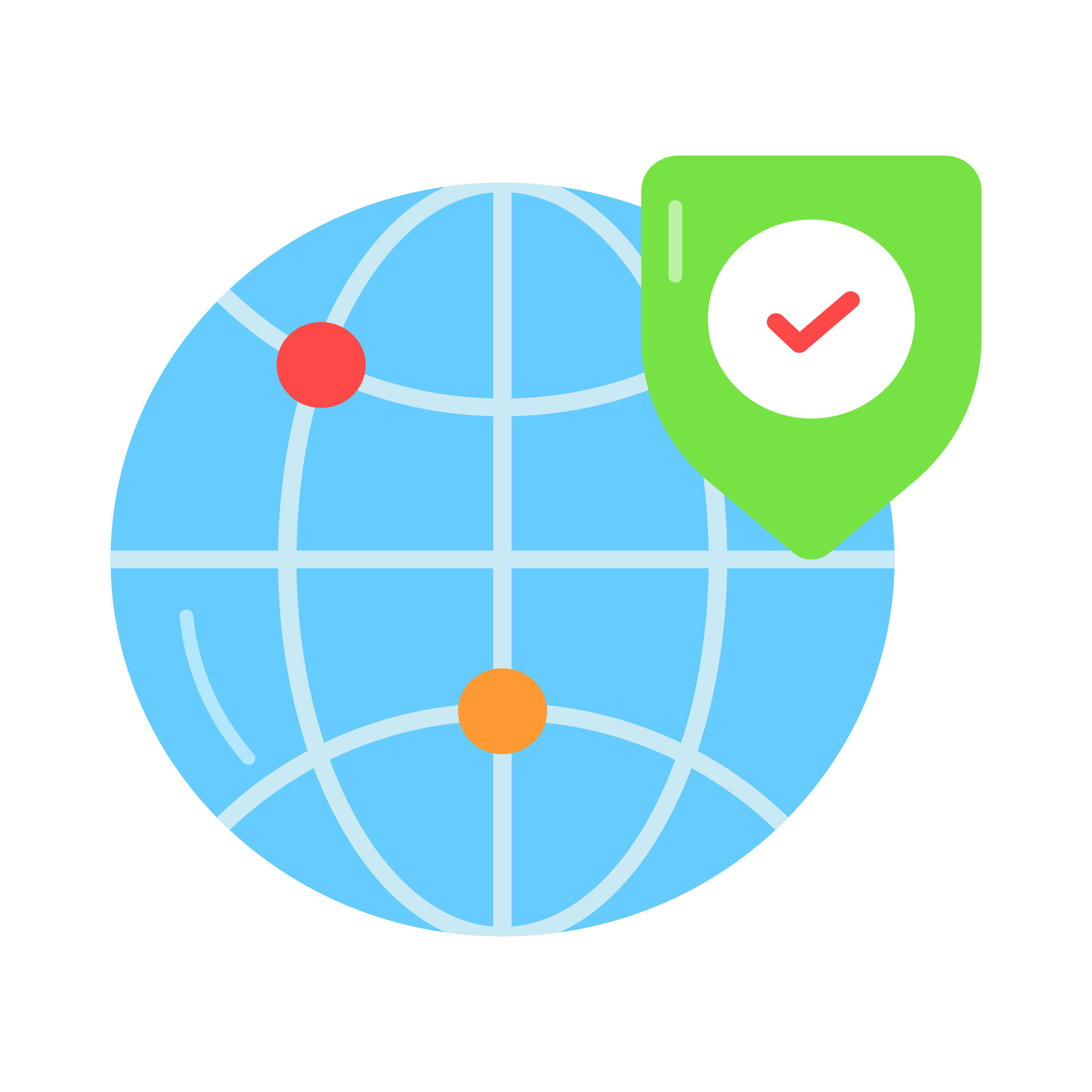 Safety Shield With Network Globe Denoting Vector Of Network Security