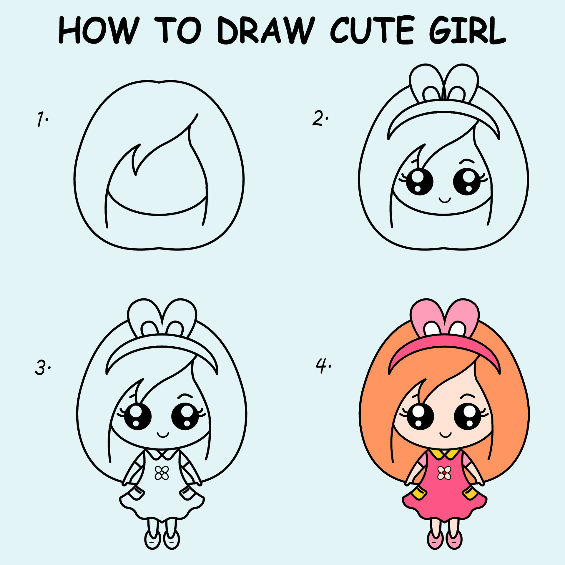 Step by step to draw a cute girl. Drawing tutorial a cute girl. Drawing ... Step by step to draw a cute girl. Drawing tutorial a cute girl. Drawing ...