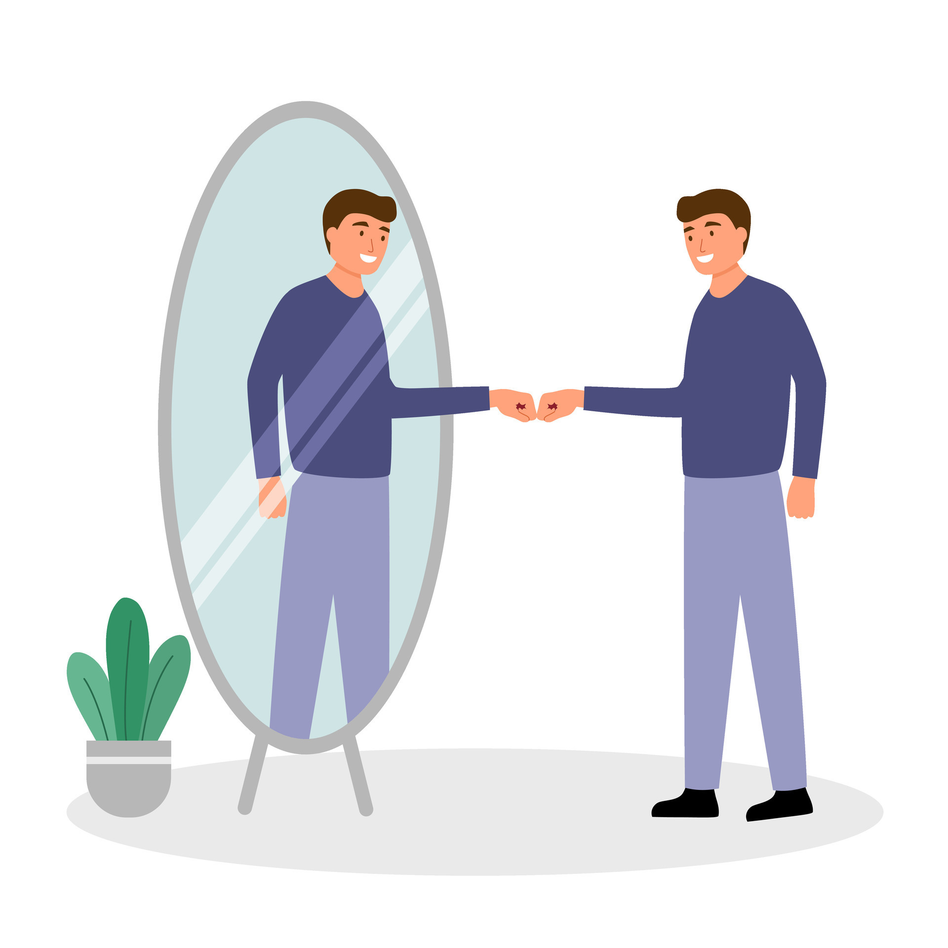 Get to know yourself better concept vector illustration. Man greeting ... Get to know yourself better concept vector illustration. Man greeting ...