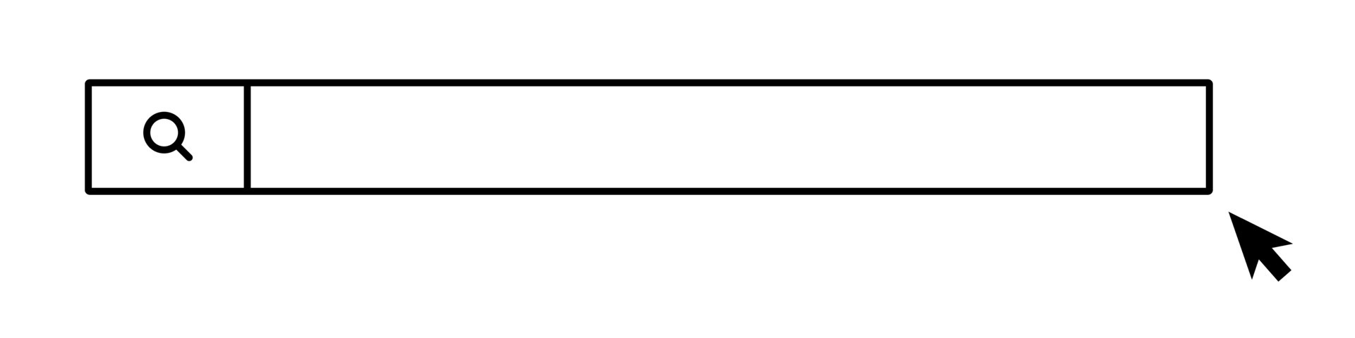 Search box with wide input space. Web search bar and mouse cursor ...