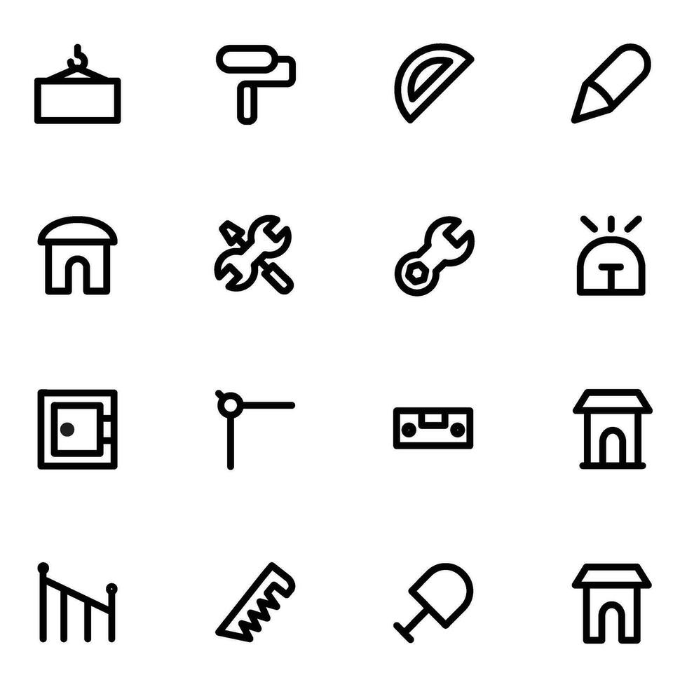 Construction and Real Estate Bold Line Icons 26384211 Vector Art at ...