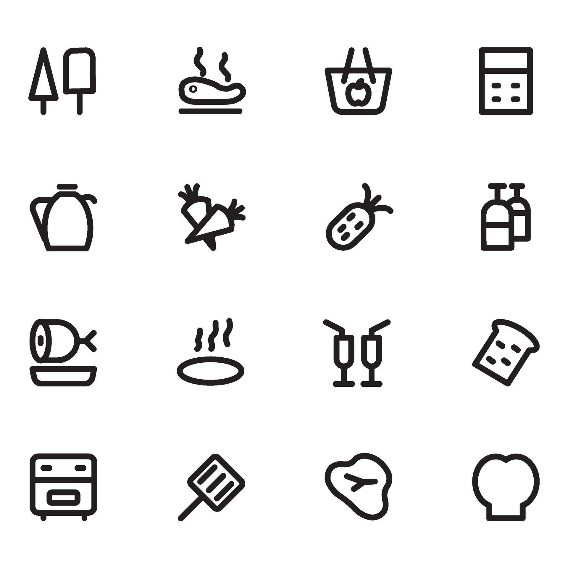 Collection of Groceries and Healthy Diet Line Icons 26384267 Vector Art ...