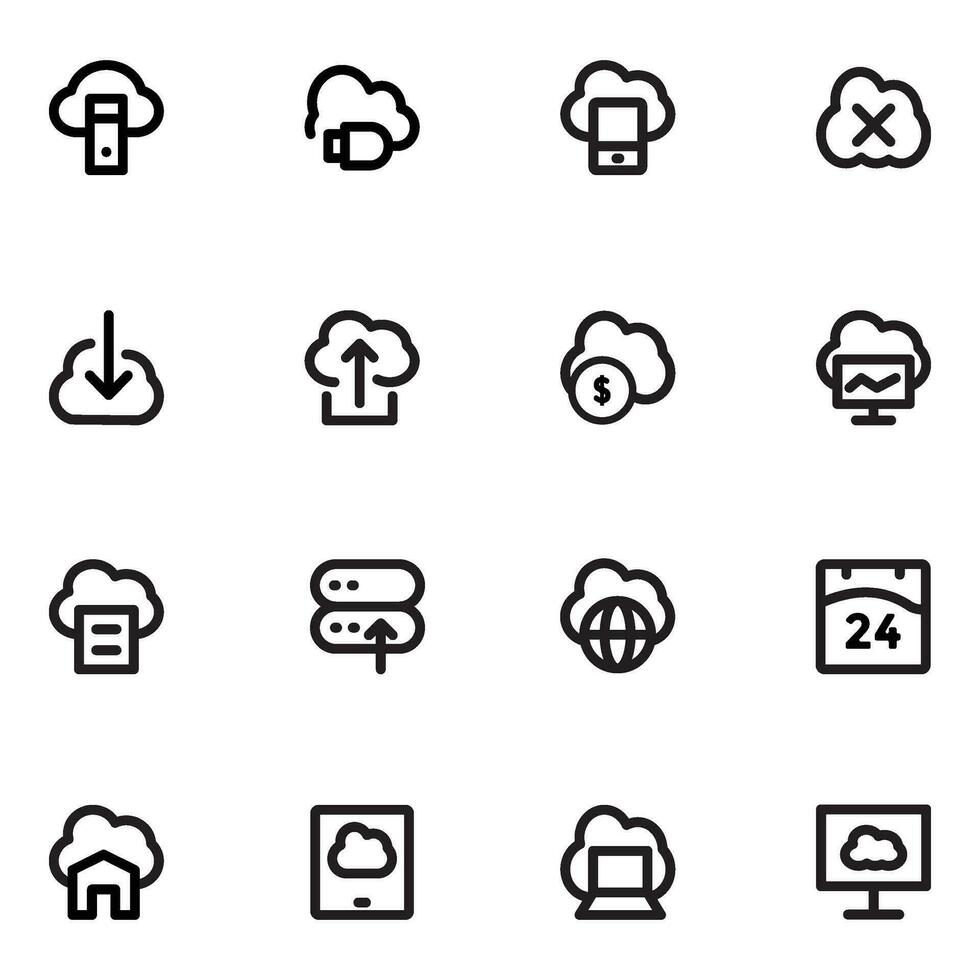 Set of Cloud Tech and Data Bold Line Icons 26384278 Vector Art at Vecteezy