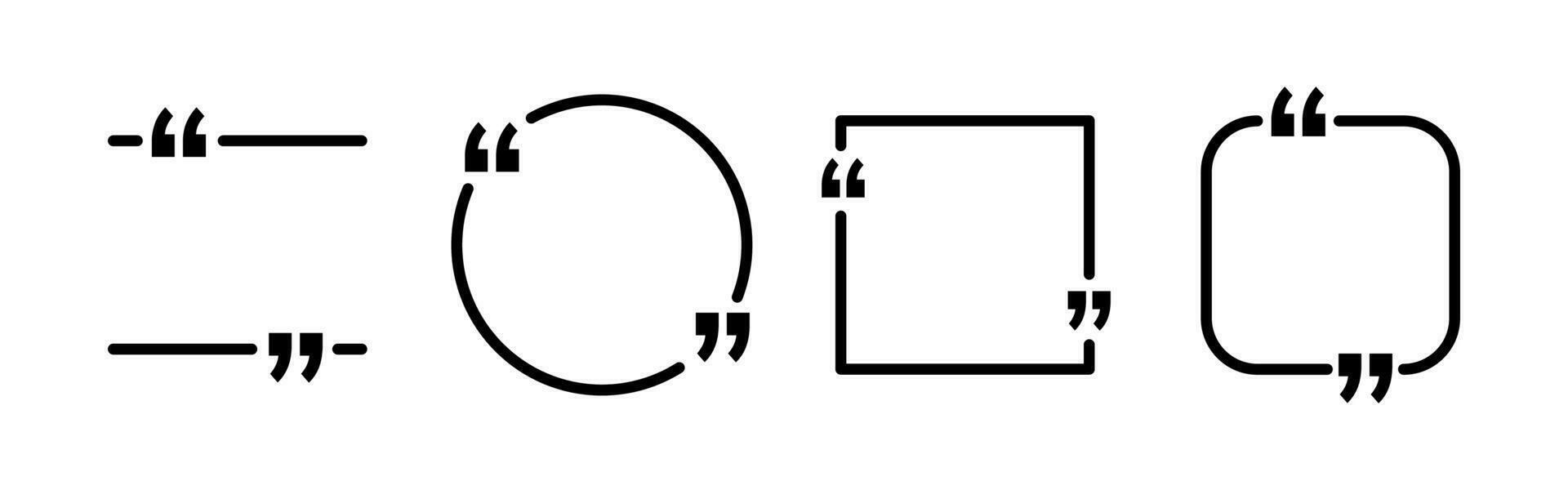 Quoting box set. Quote frame with quotation marks. Speech bubble for ...