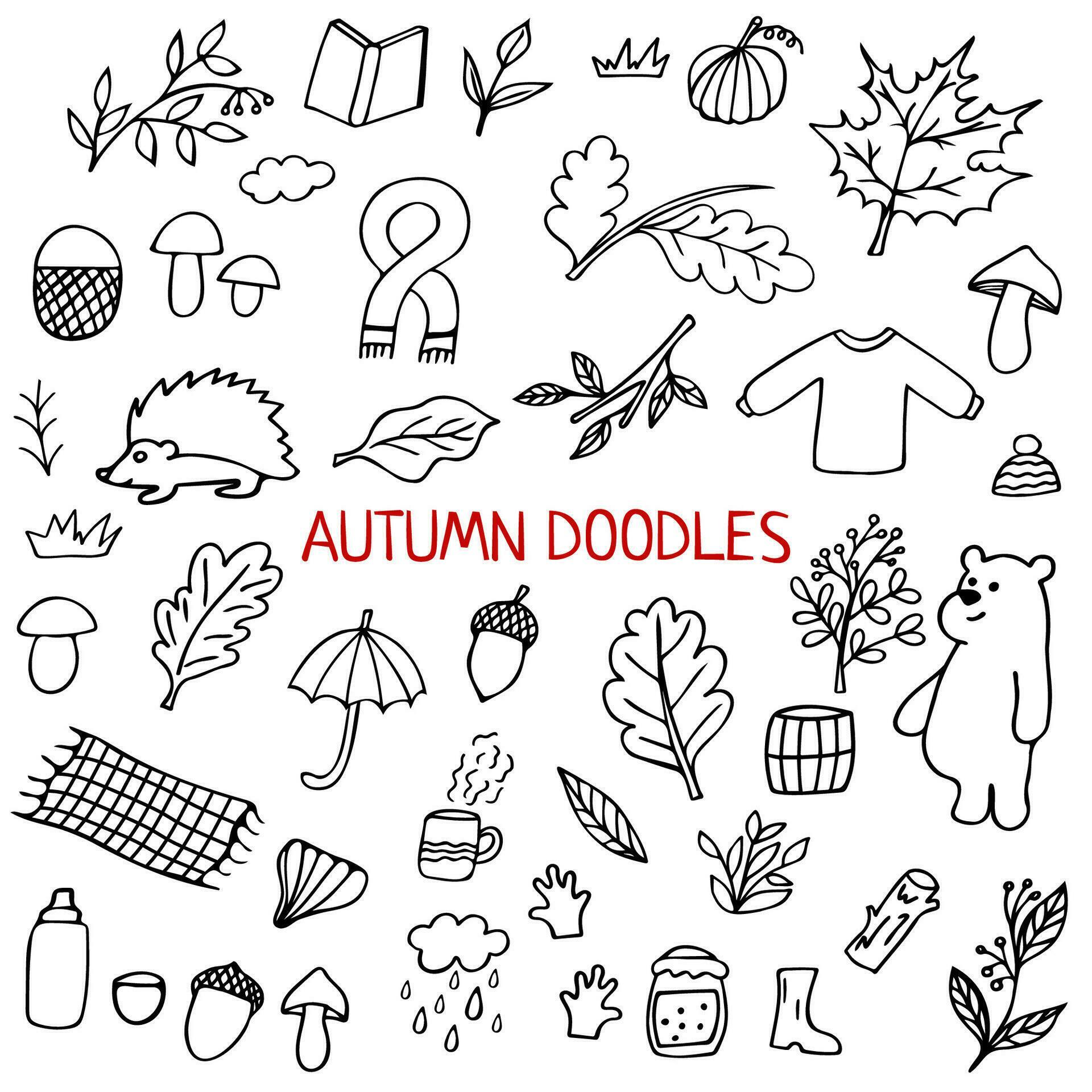 Autumn doodle set, fall collection 26384625 Vector Art at Vecteezy