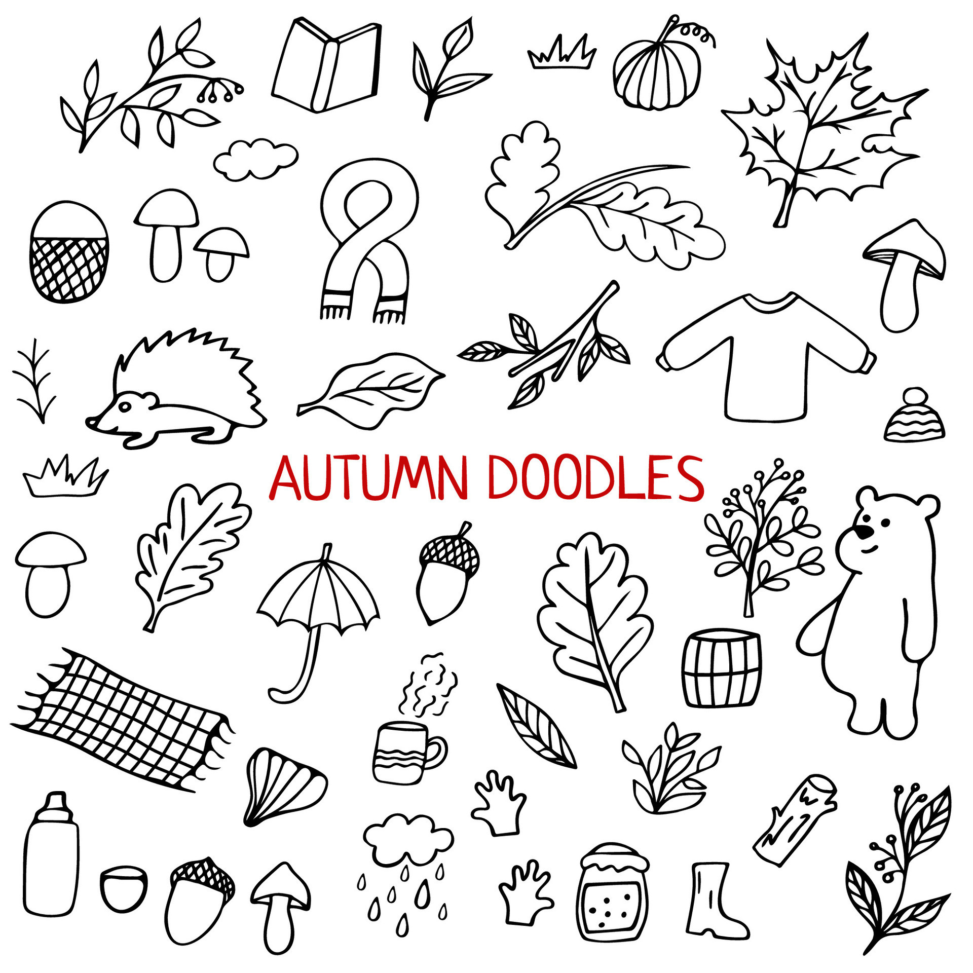 Autumn doodle set, fall collection 26384625 Vector Art at Vecteezy