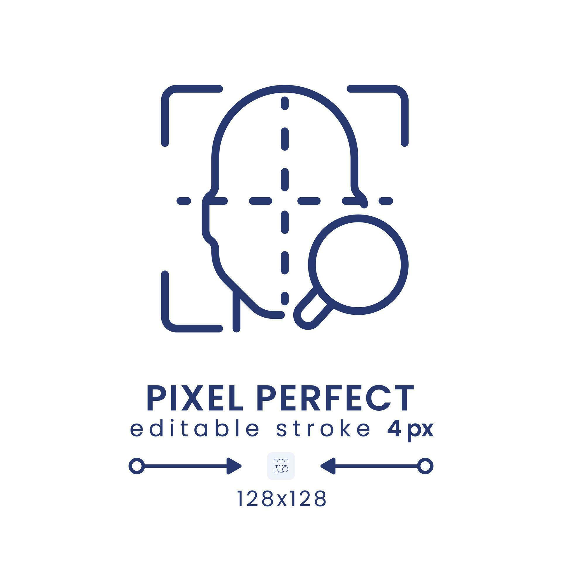 Facial coding linear desktop icon. Face recognition. Measuring human ...