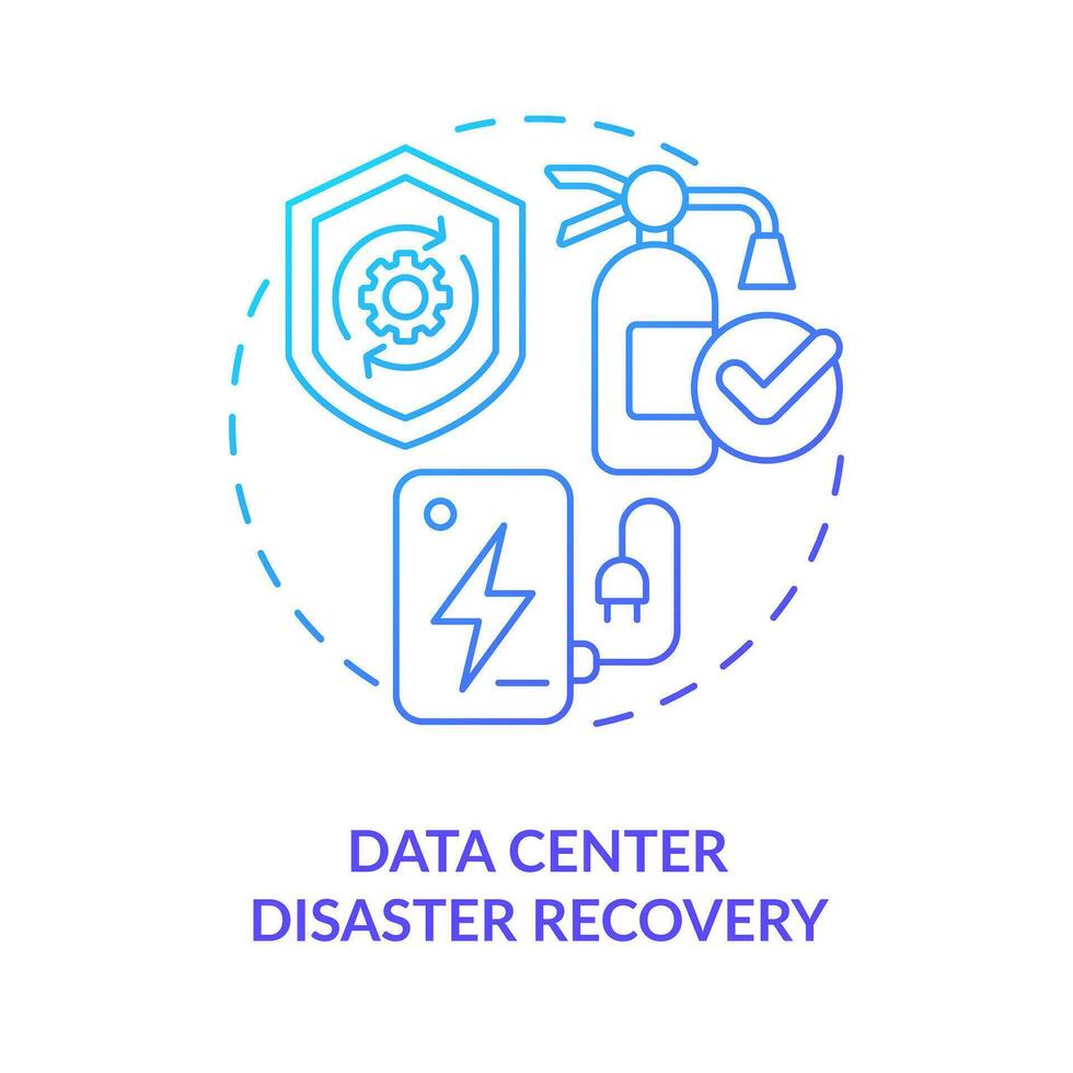 Data center disaster recovery blue gradient concept icon. Prevent ... Data center disaster recovery blue gradient concept icon. Prevent ...