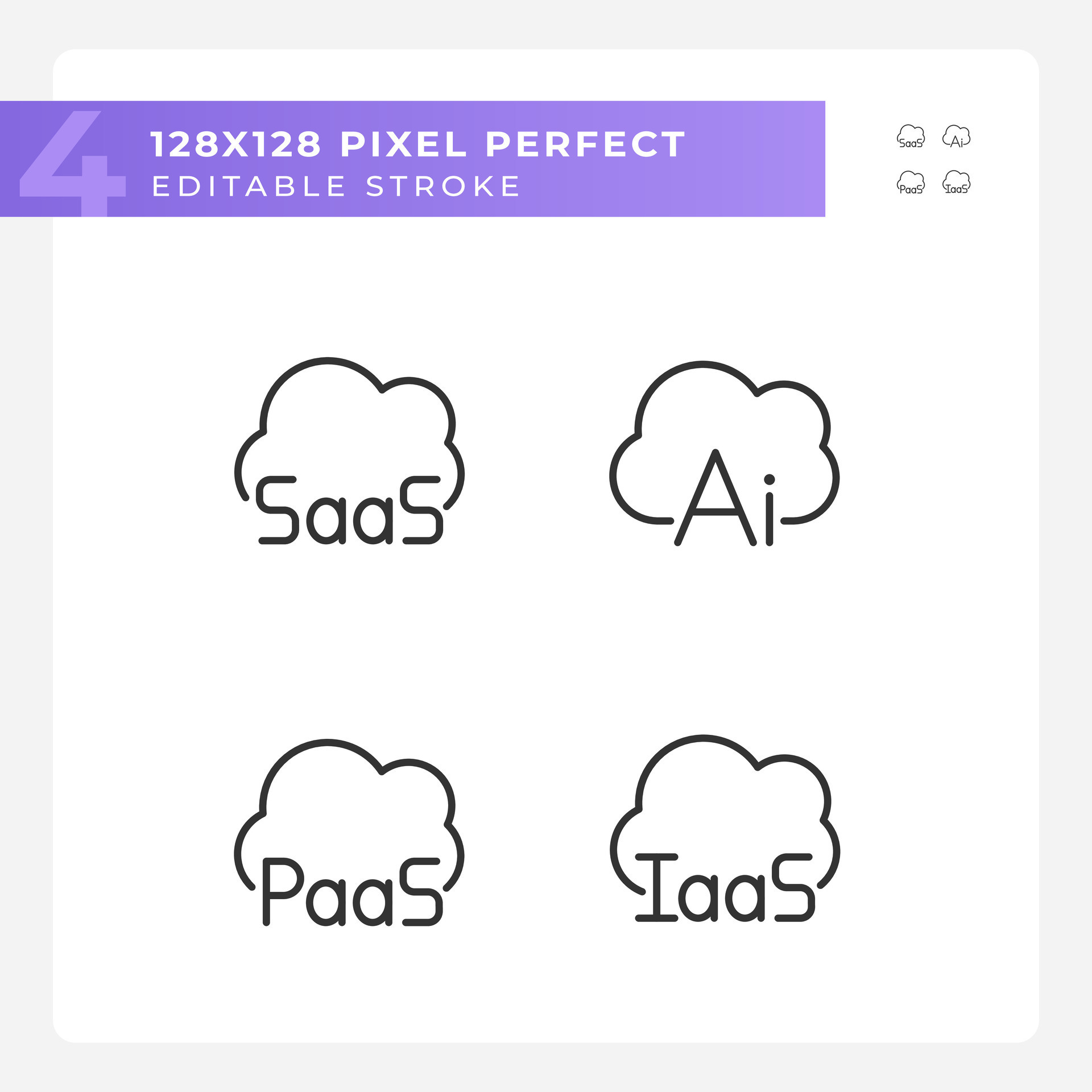 Structure Of Cloud Computing Pixel Perfect Linear Icons Set Virtual Services For Data