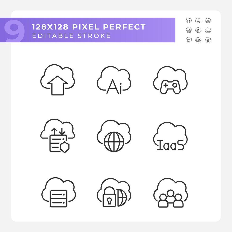 Cloud based service for data processing pixel perfect linear icons set ...