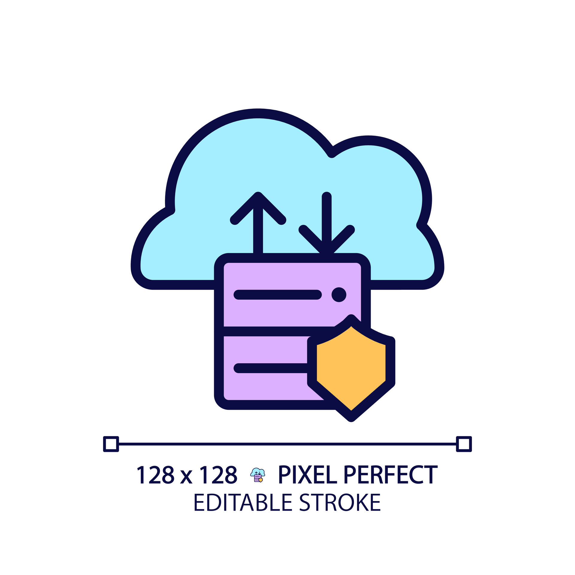 Data migration to cloud pixel perfect RGB color icon. Data transfer to online storage ...