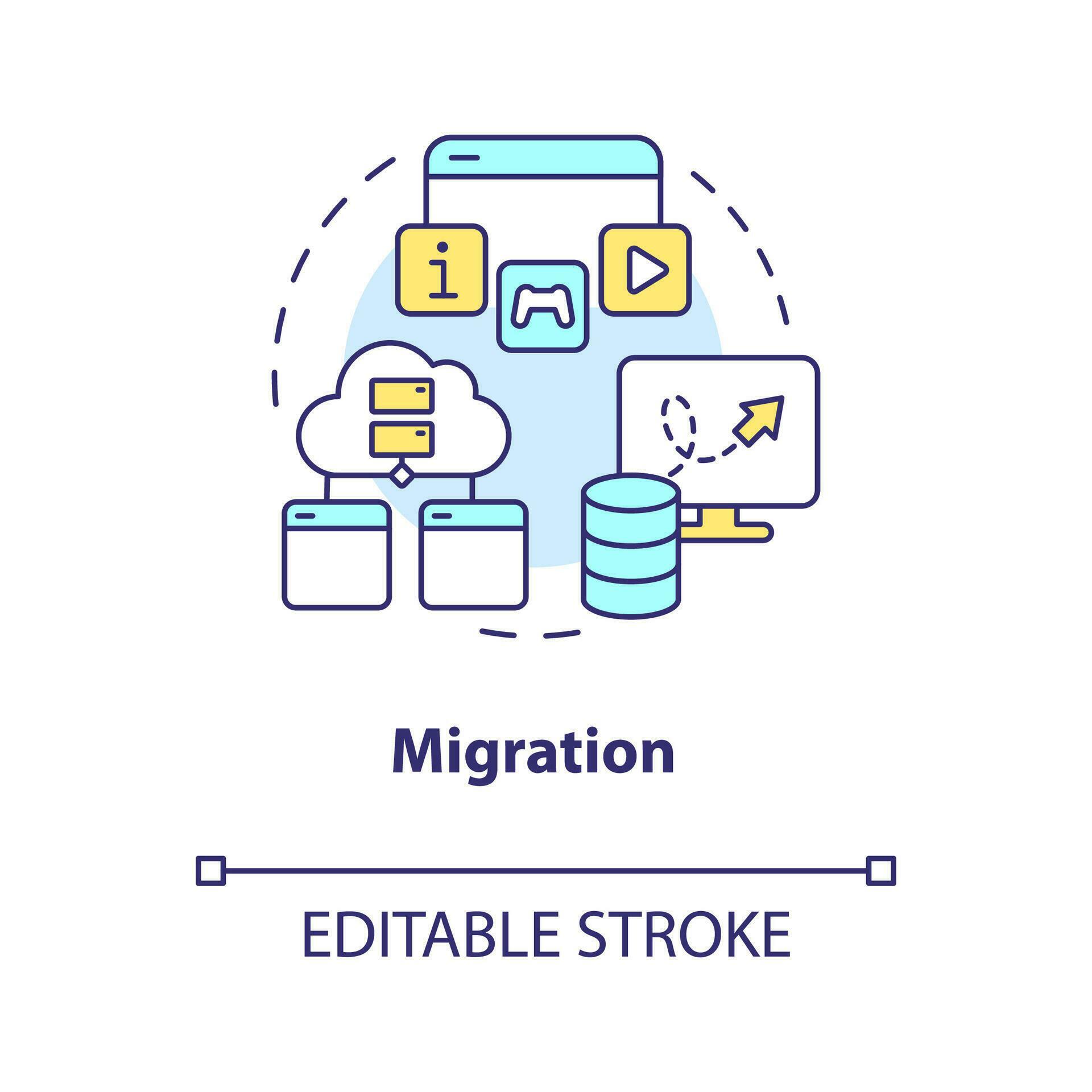 Migration Concept Icon Move Website Data To New Platform Digital Integrity Cms Abstract Idea