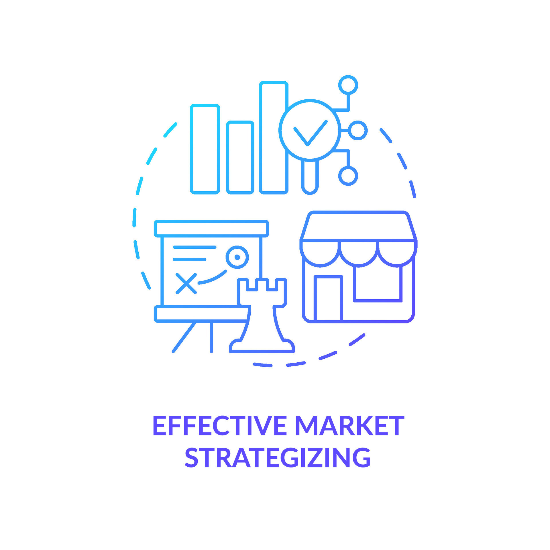 productivo mercado estrategia azul degradado concepto icono. mejorar negocio estrategia ...